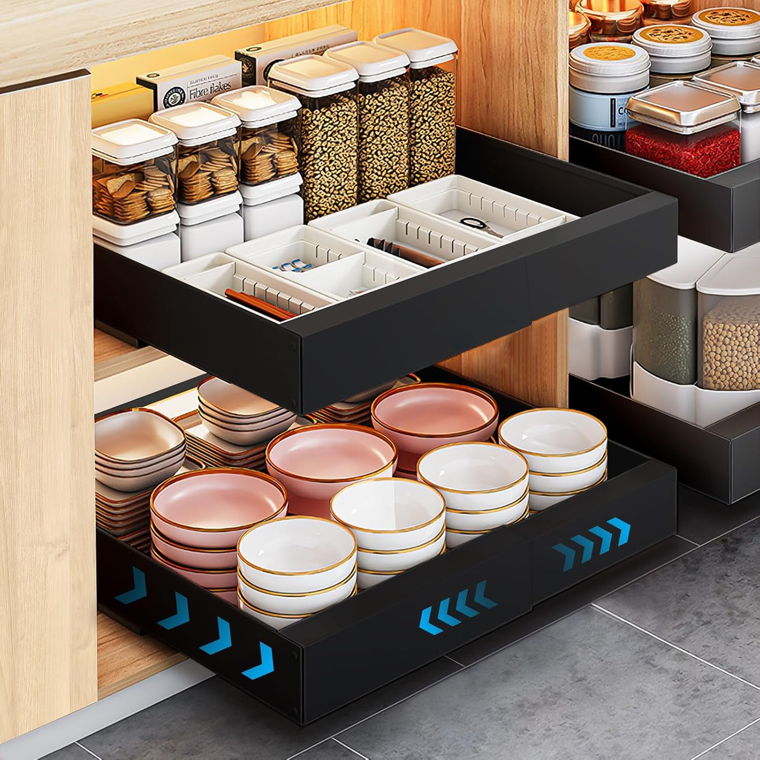 Wellsay Expandable Pull Out Cabinet Organizer(11.8"-18.1"), Slide Out ...