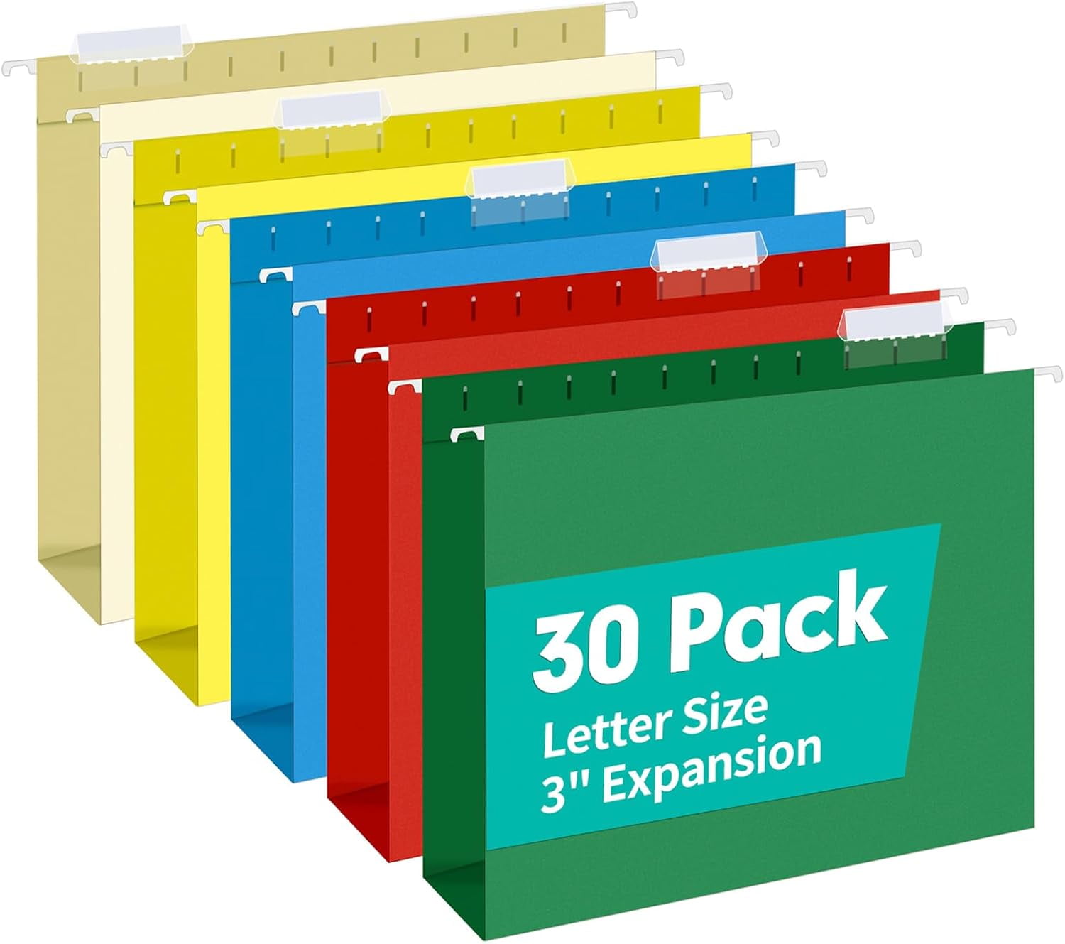 Wellsay Extra Capacity Hanging File Folders, 30 Pack Reinforced Letter ...