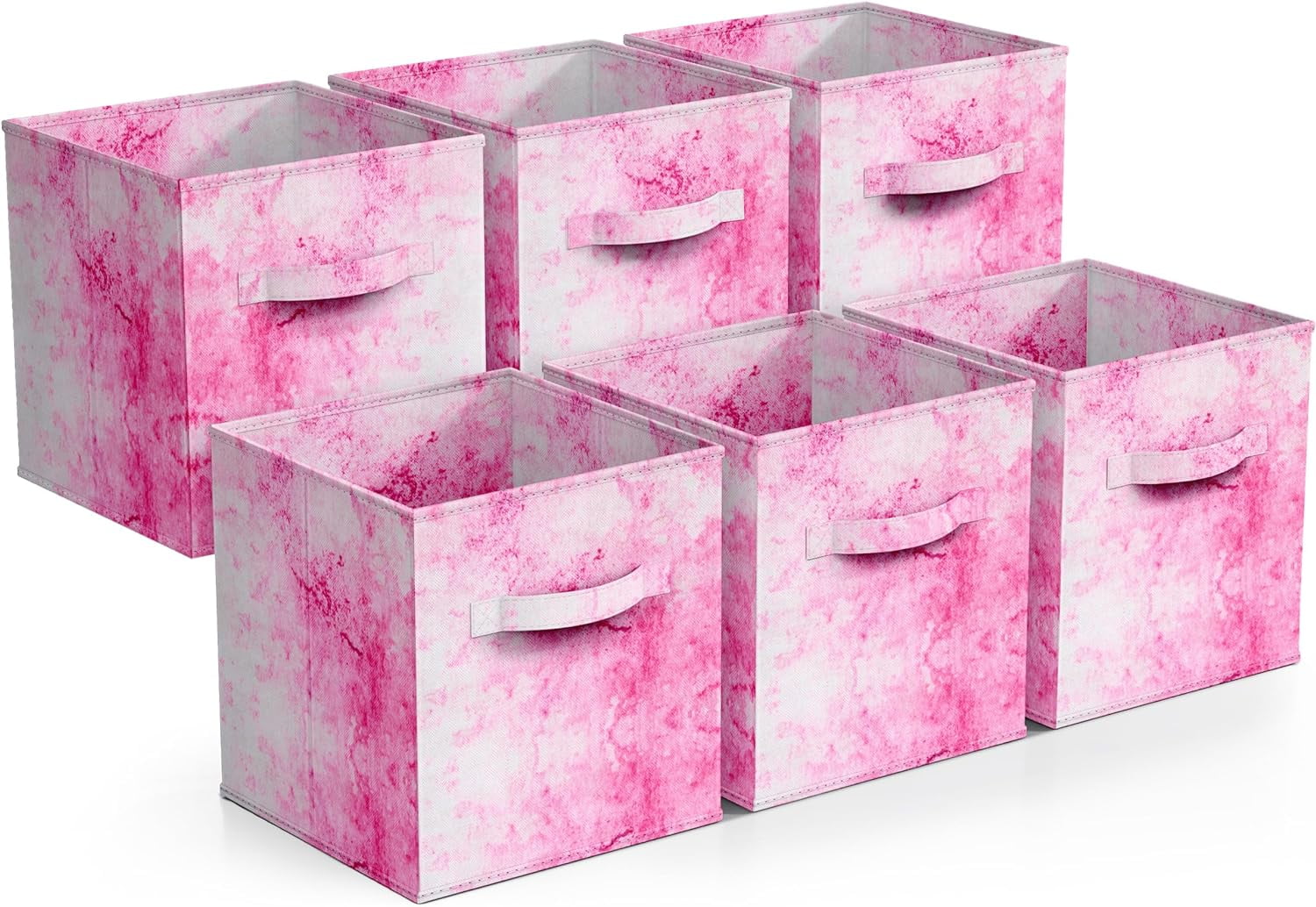 Wellsay Fabric Storage Cubes - 6 Foldable Tie Dye Storage Bins for ...