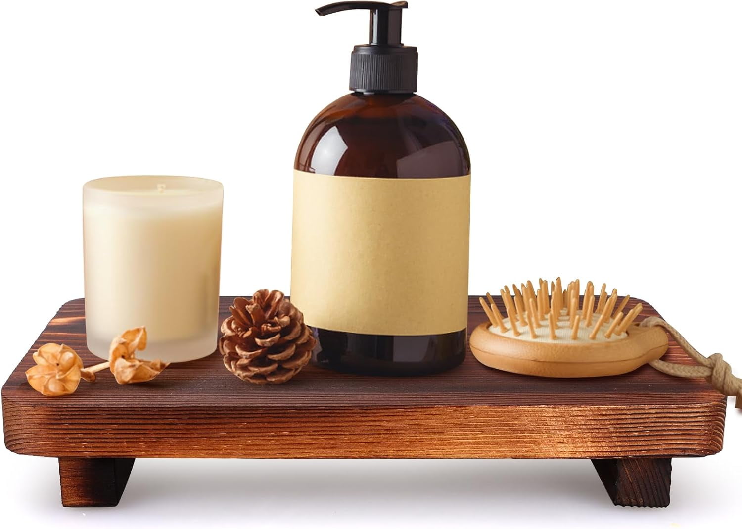 Wellsay Farmhouse Bathroom Counter Organizer Wood Risers Display ...