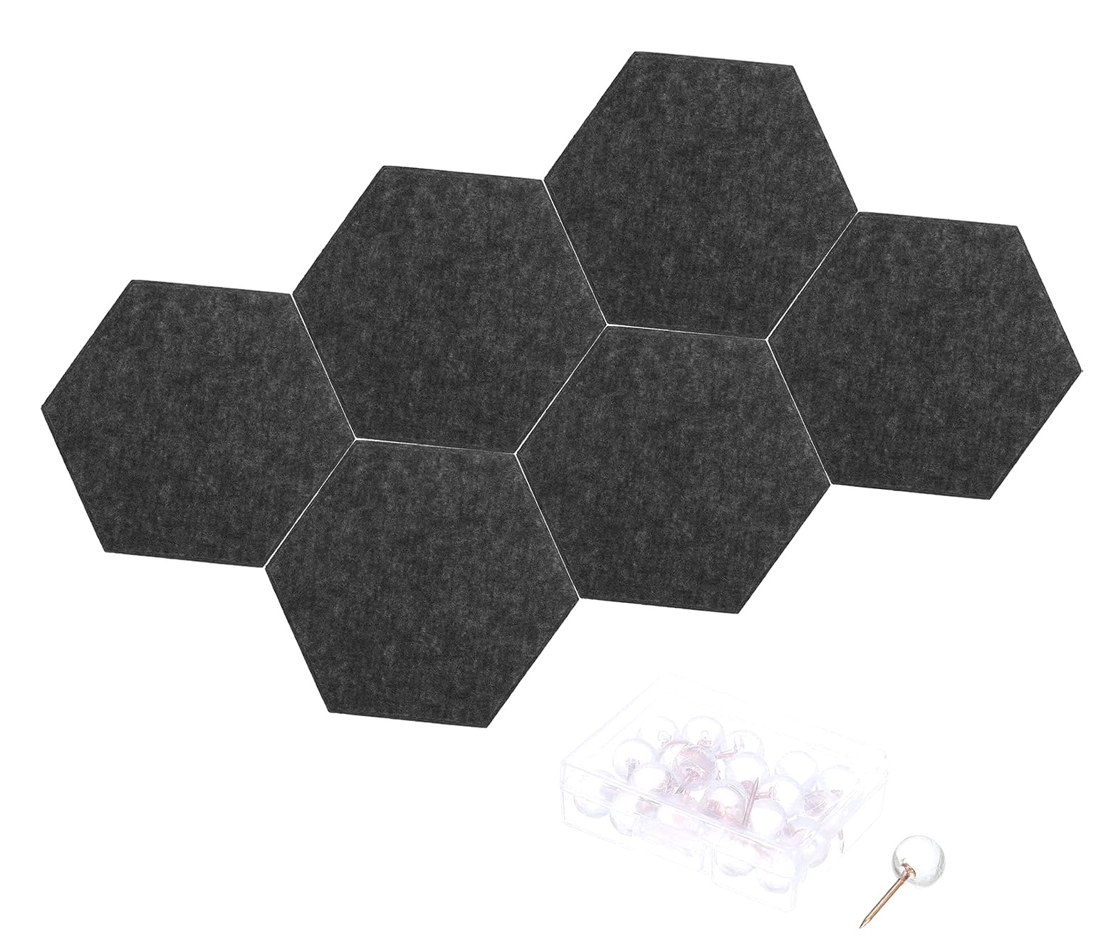 Wellsay Felt Bulletin , 12 inches, 6 Packs Hexagon Felt Tiles for Sound ...