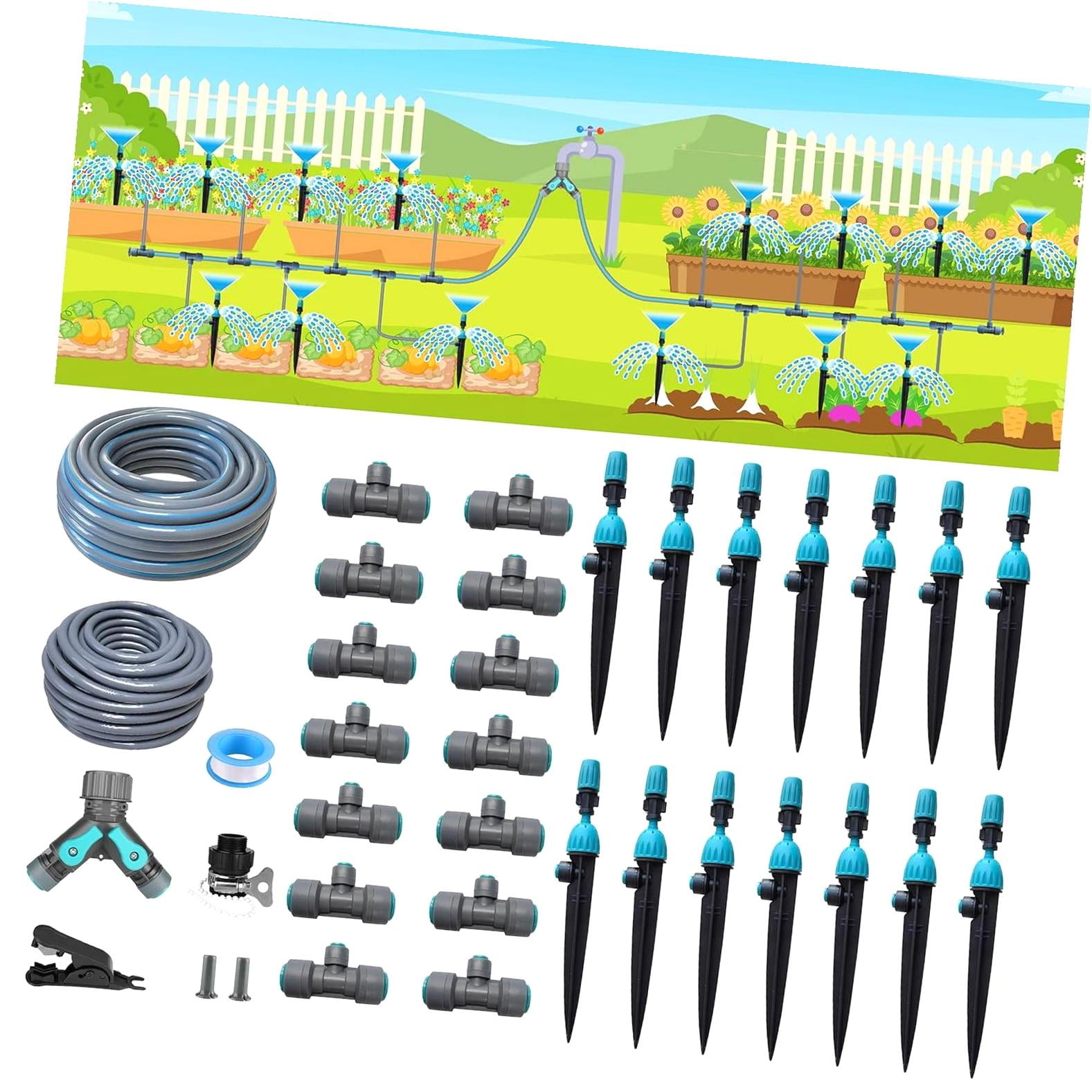 Wellsay Flexible Drip Irrigation Kit Featuring Dual Connectors, 12 Dual ...
