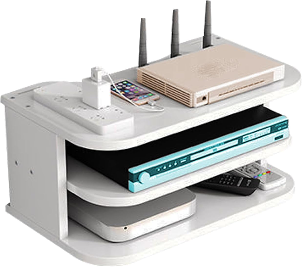 Wellsay Floating jector Shelf Rack Router Shelf Wall Mount Holder TV ...