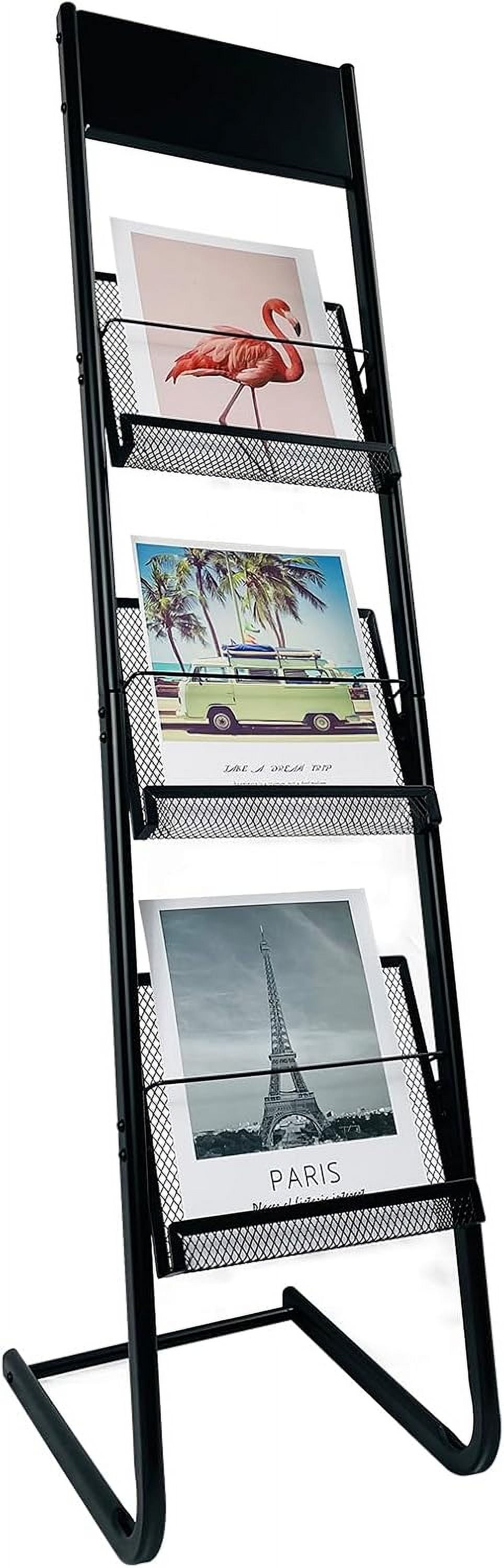 Wellsay Floor-standing 3-Layer Magazine Rack, Brochure Display Stand ...