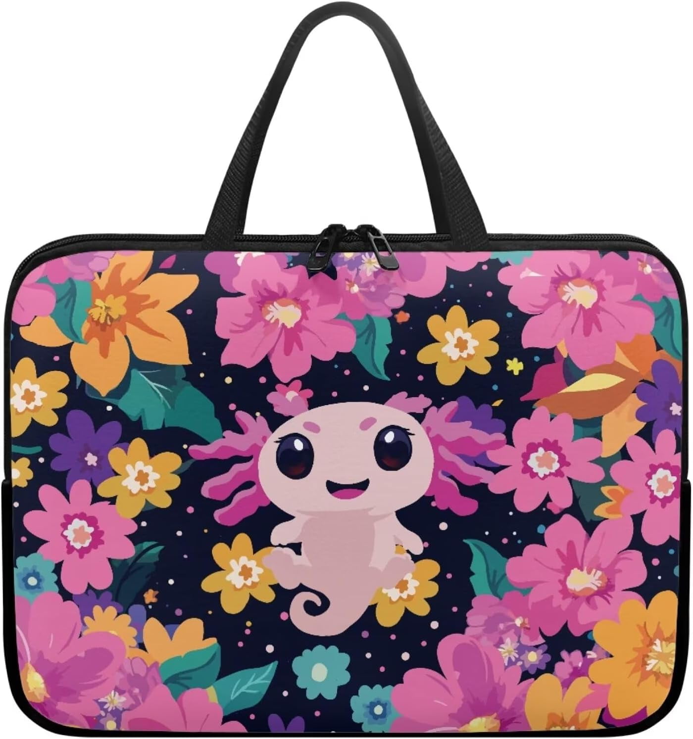 Wellsay Floral Cartoon Axolotl Print Laptop Sve Case Briefcase Portable ...