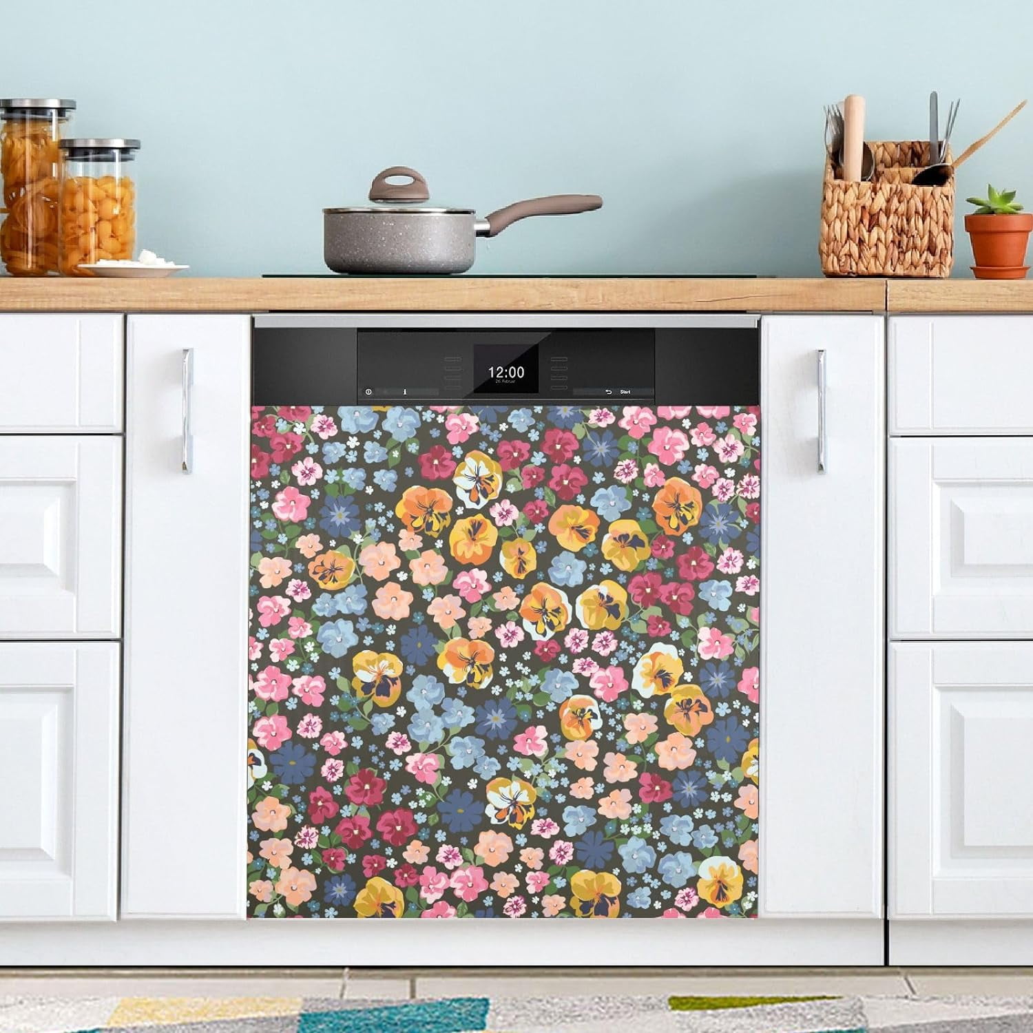 Wellsay Floral Spring Flowers Dishwasher Magnet Cover, Kitchen Dish ...