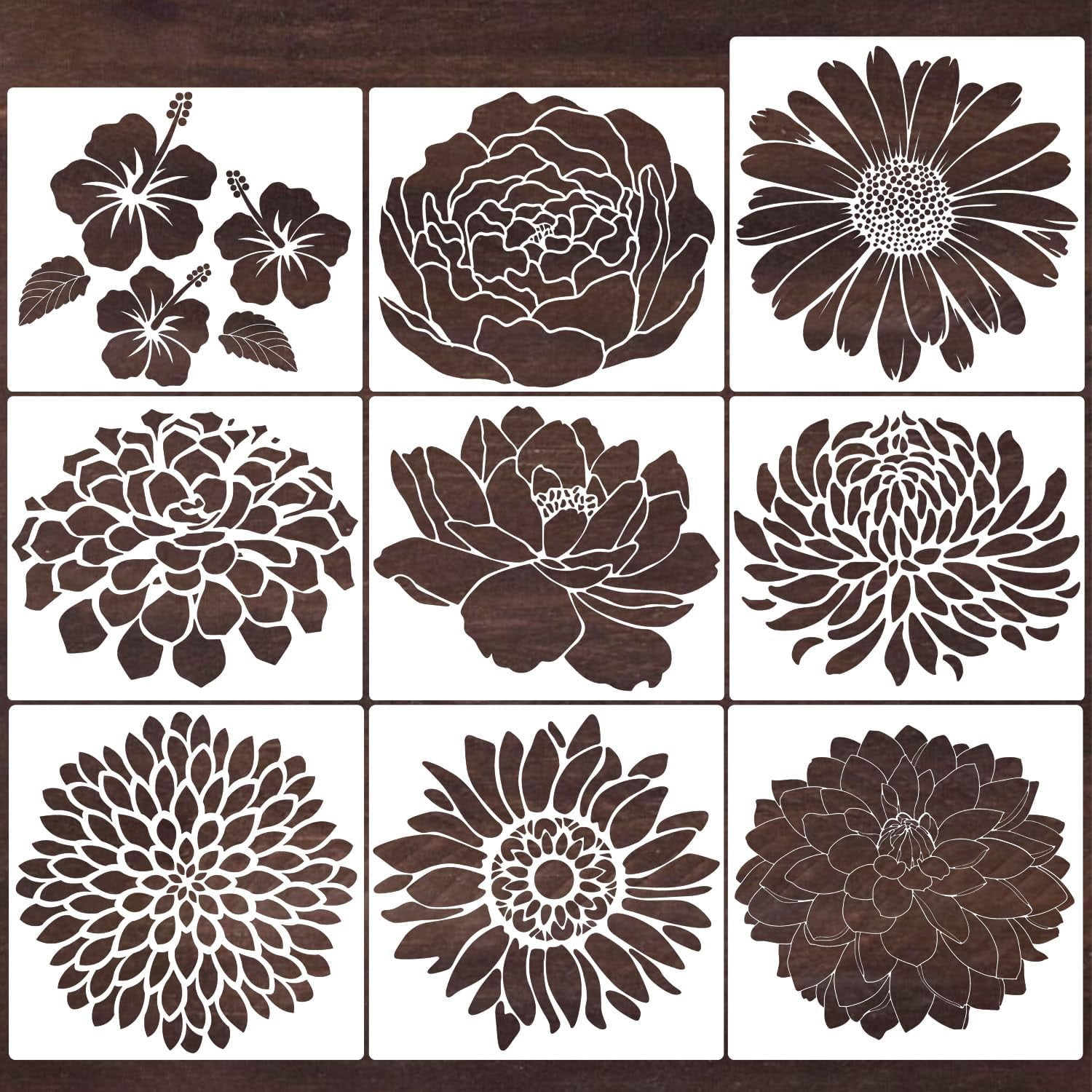 Wellsay Flower Stencils for Painting 14inch Large Flower Stencil Floral ...