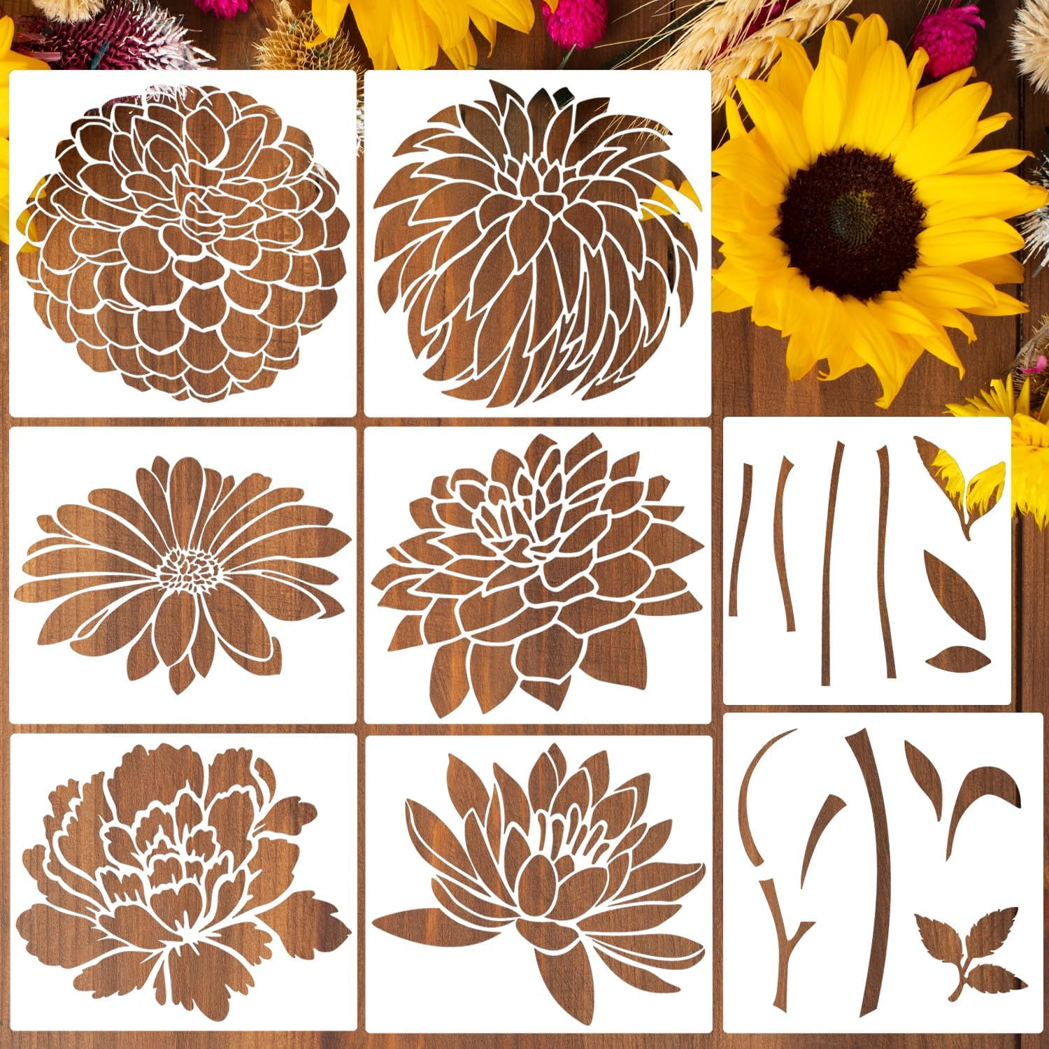 Wellsay Flower Stencils for Painting 14inch Large Flower Stencil Floral ...