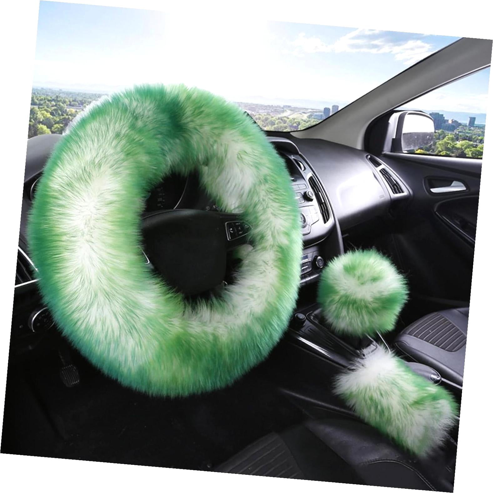 Wellsay Fluffy Steering Wheel, Gear Shift, and Handbrake Cover Set for ...