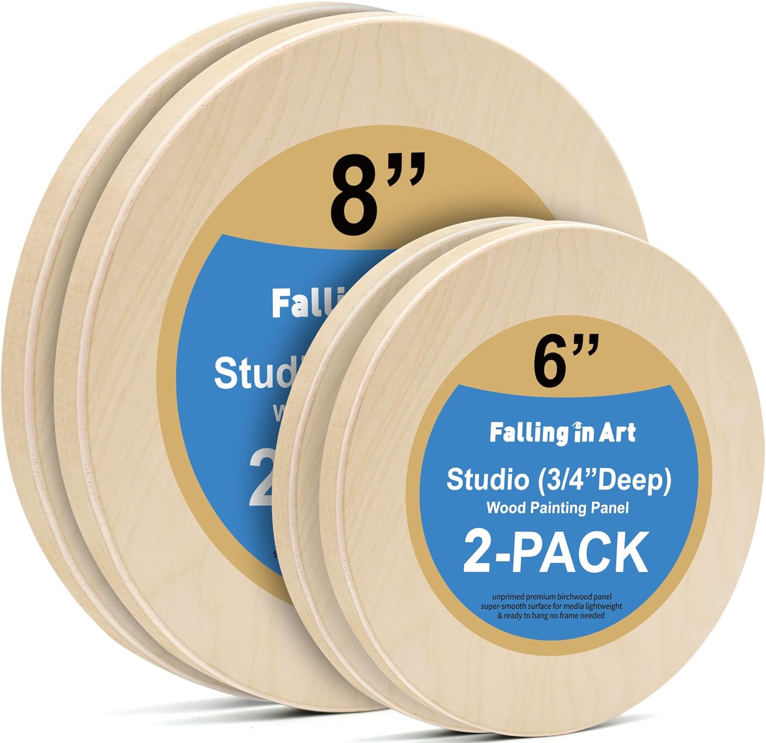 Wellsay Fng in Art Unnished Round Birch Wood Panels Kit for Painting ...
