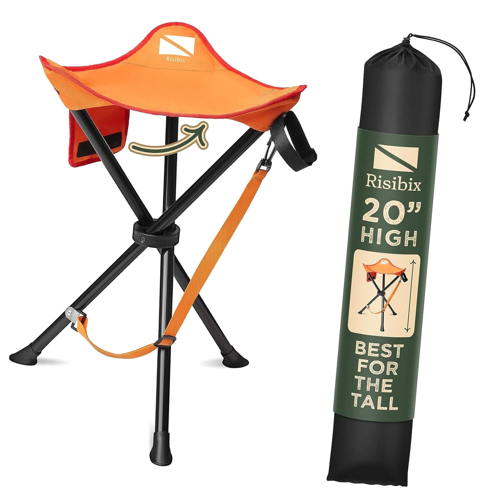 Wellsay Foldable Tripod Stool - Portable Seat for Tall Individuals, 20 ...