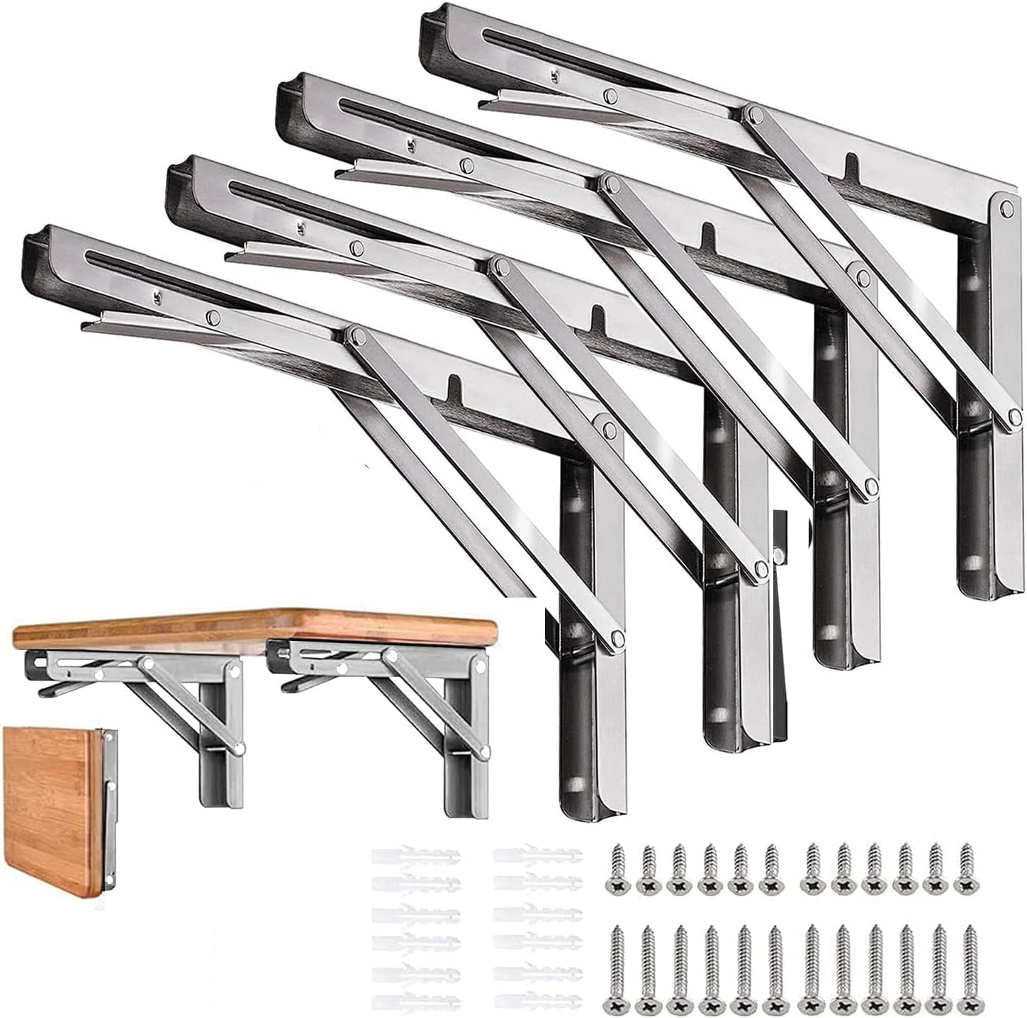 Wellsay Folding Shelf Brackets 18 inch 4 Pcs Max Load: 350 lb - Heavy ...