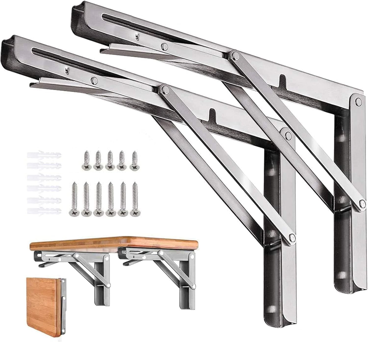 Wellsay Folding Shelf Brackets 20 inch 2 Pcs Max Load: 350 lb - Heavy ...