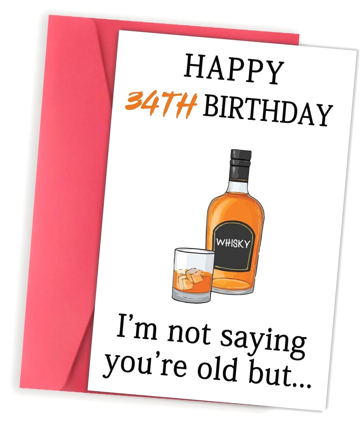 Wellsay Funny 34th Birthday Card for Him Her, Happy for 34 Years Old ...