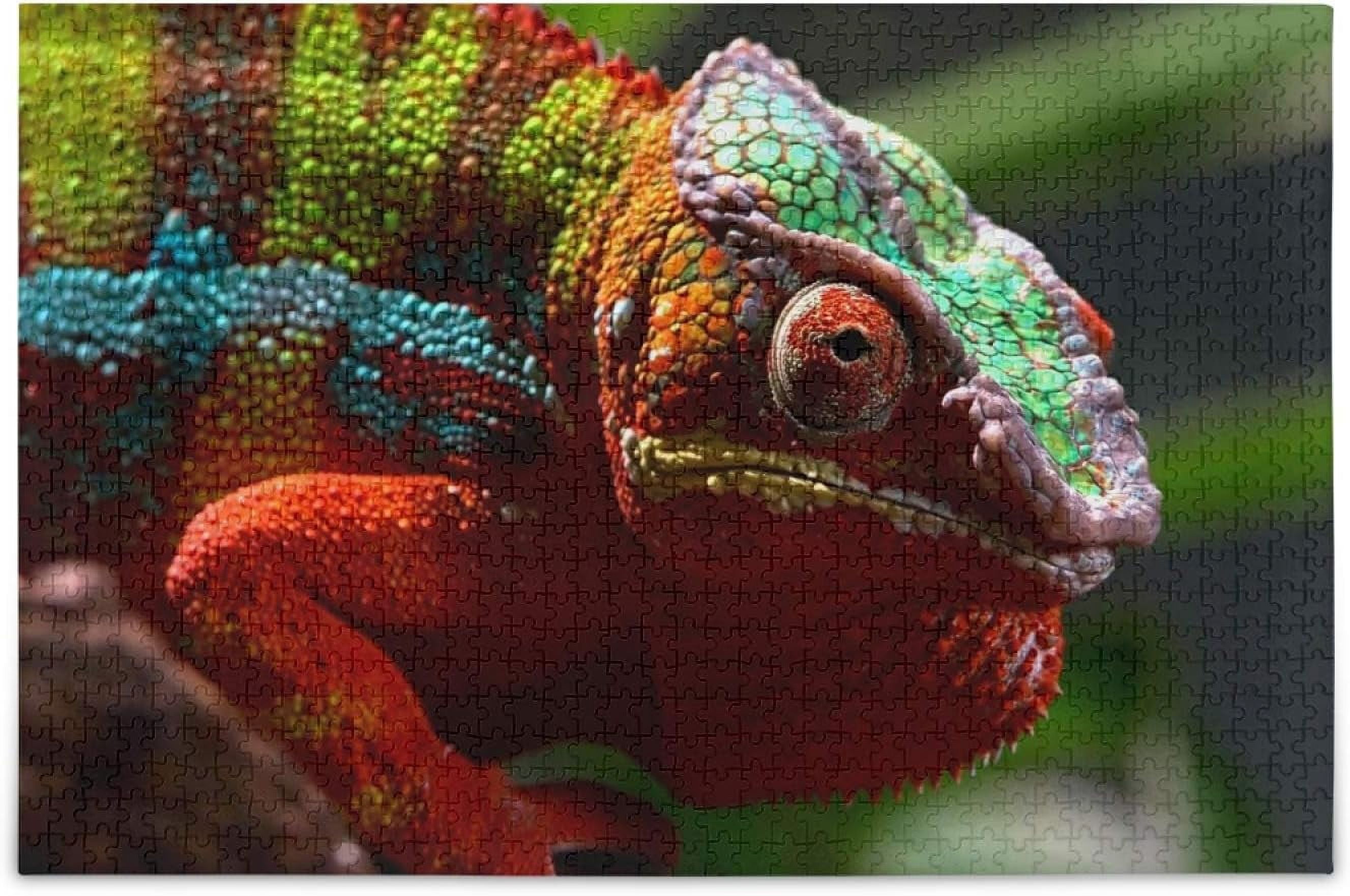 Wellsay Funny Chameleon Lizard Jigsaw Puzzles for Adults 1000 Piece ...
