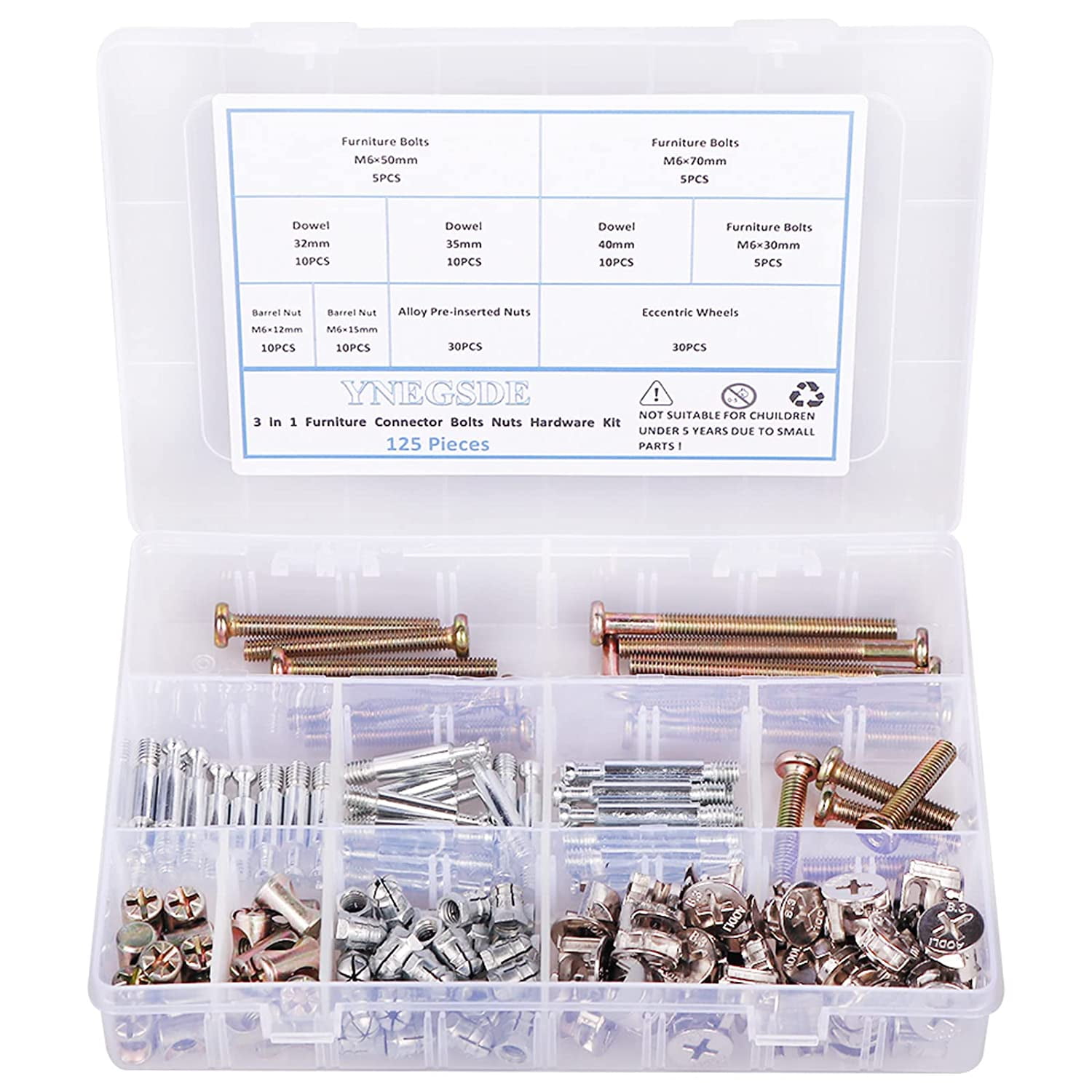Wellsay Furniture Cam Lock Fasteners 3 in 1 with Dowel and Pre-Inserted ...
