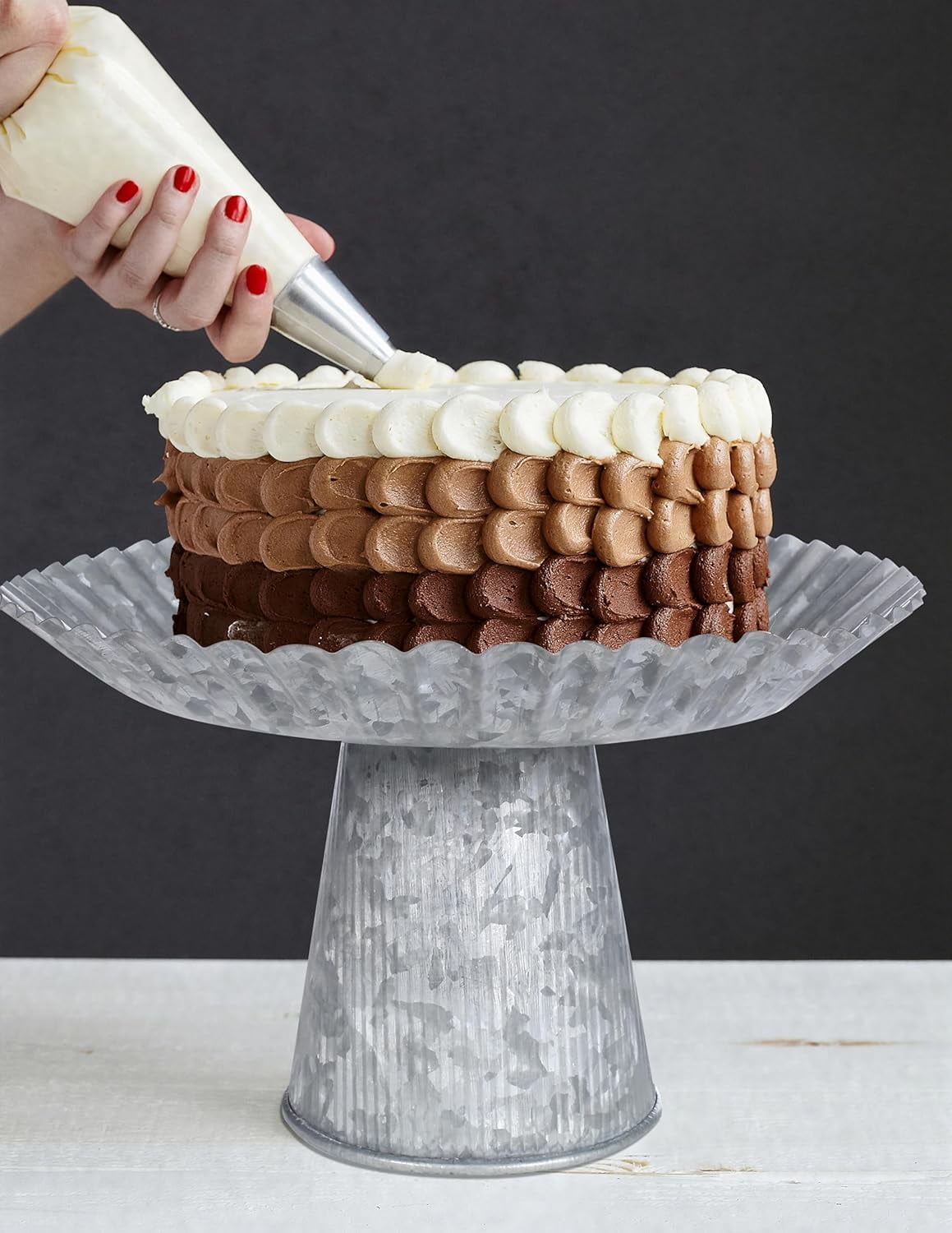 Wellsay Galvanized Metal Cake Stand, Rustic Farmhouse Fruit Plate ...