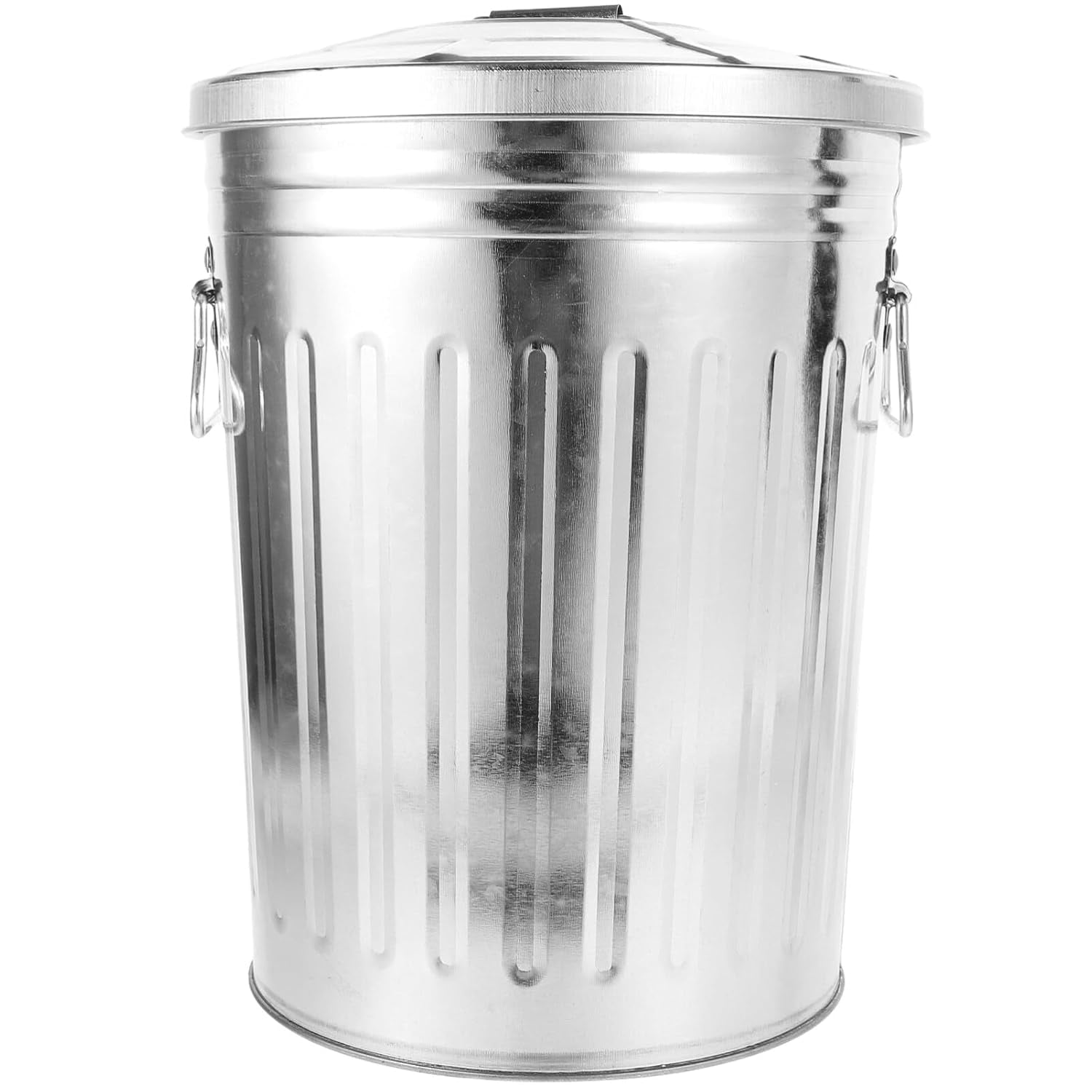 Wellsay Galvanized Trash Can Metal Round Trash Can with Lid 8L ...