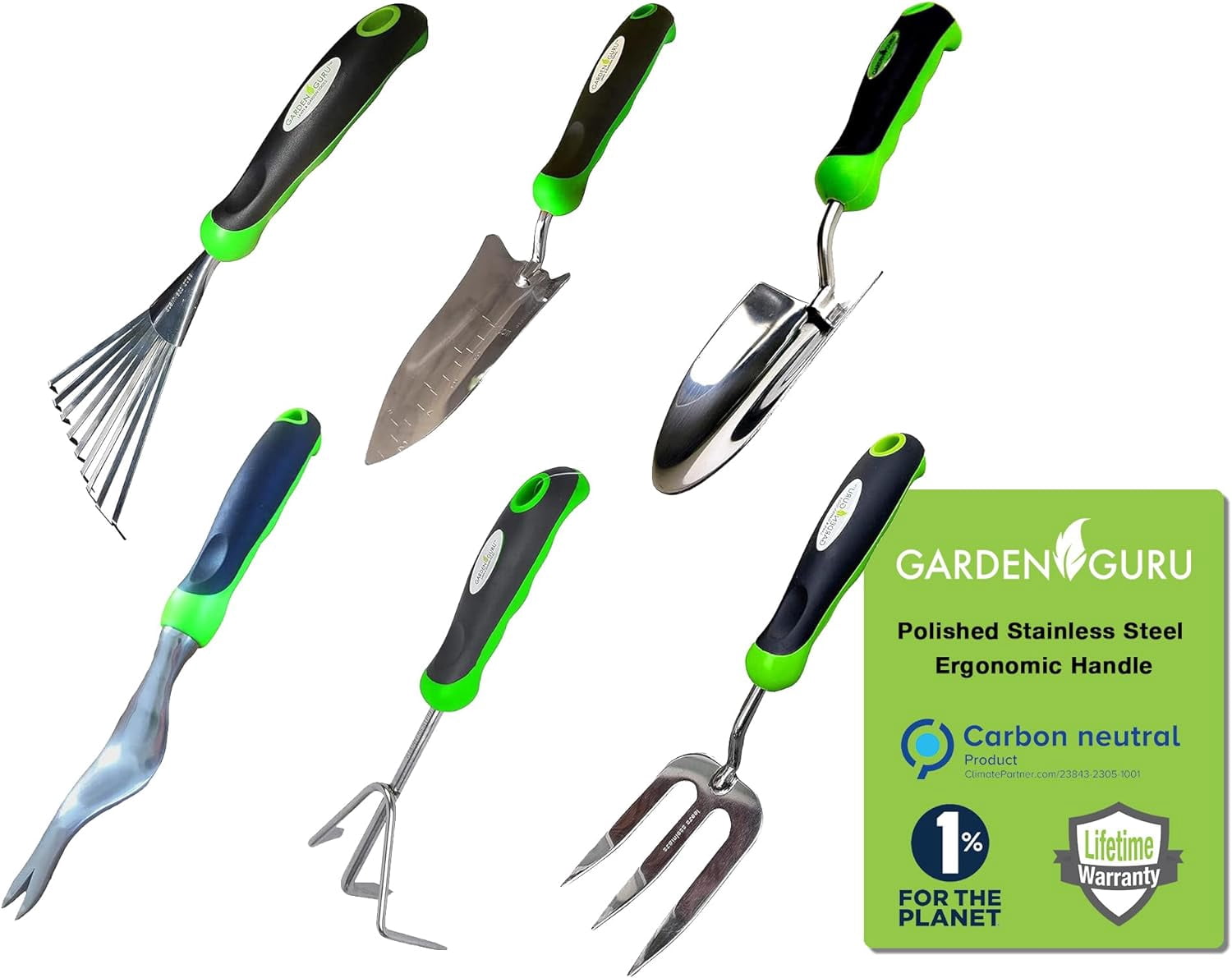 Wellsay Garden Guru Garden Tool Set 6pc Hand Trowel Transplanter Weeder ...