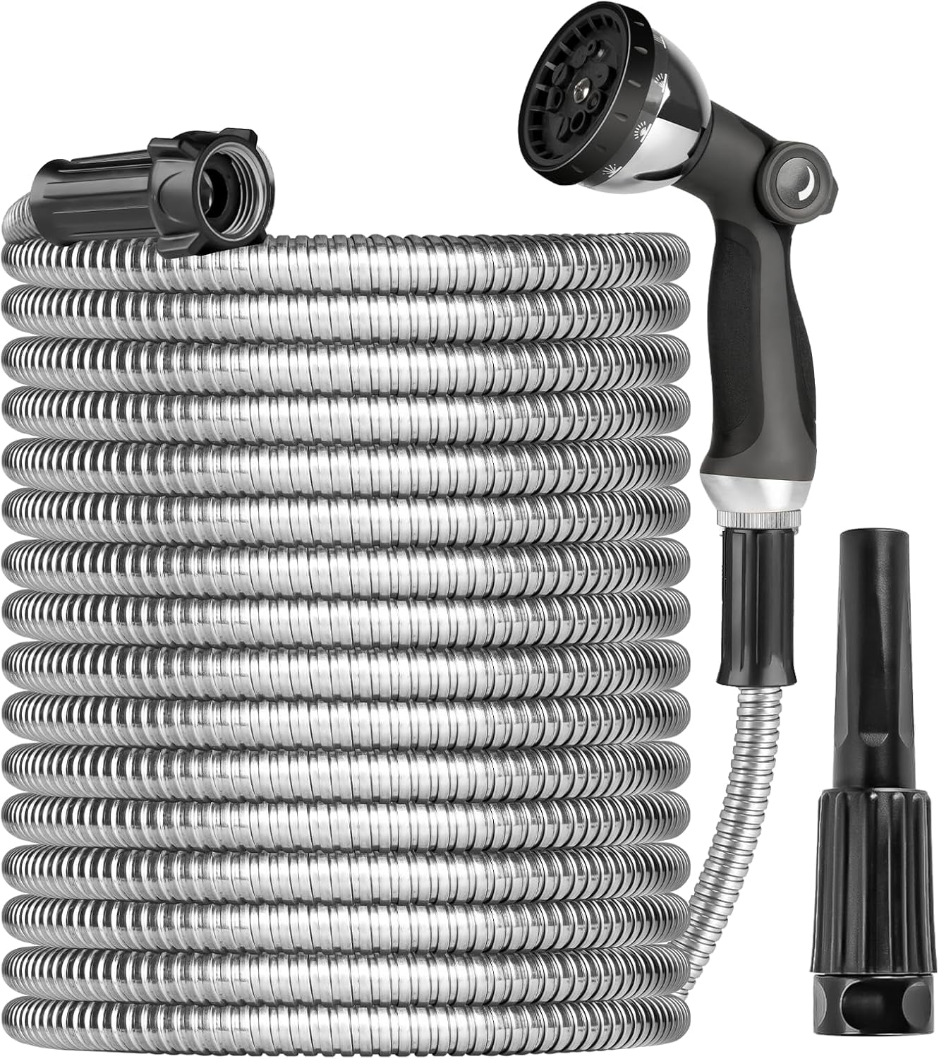 Wellsay Garden Hose Water Hose 100ft Metal Heavy Duty Stainless Steel ...