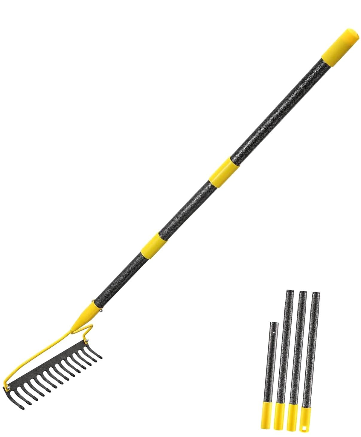Wellsay Garden Rake,72 Inch Long 14 Inch Wide 14 Tines Metal Bow Rake ...