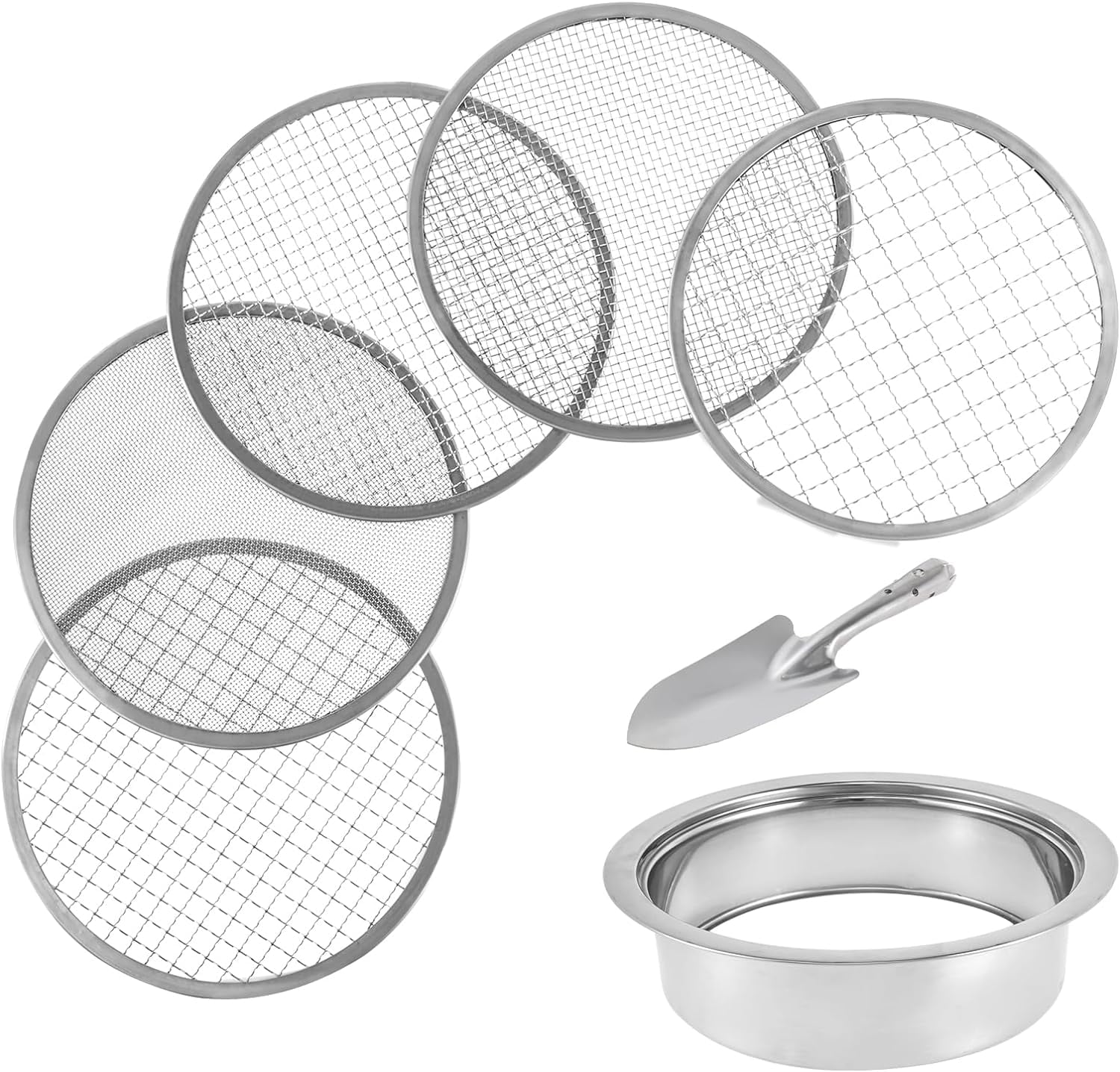 Wellsay Garden Sifter Soil Si Set - 9.45inch Diameter 5 Grid Sizes 1/3 ...