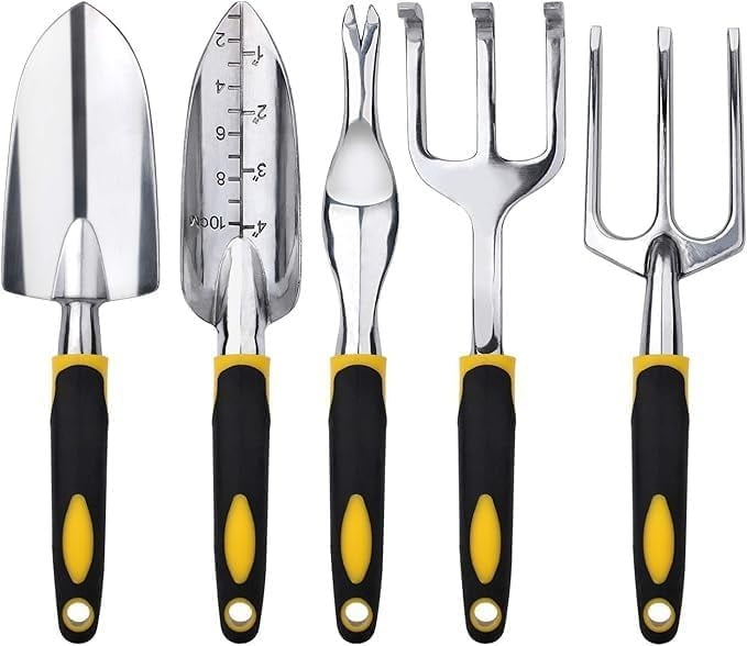 Wellsay Garden Tool Set - 5 Piece Heavy Duty Gardening Hand Tools ...