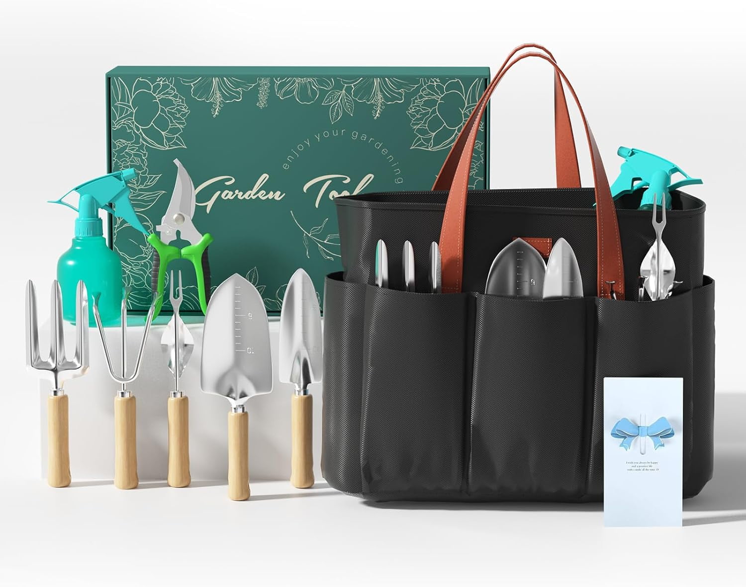 Wellsay Garden Tool Set 9-Piece - Heavy Duty Gardening Hand Tools with ...