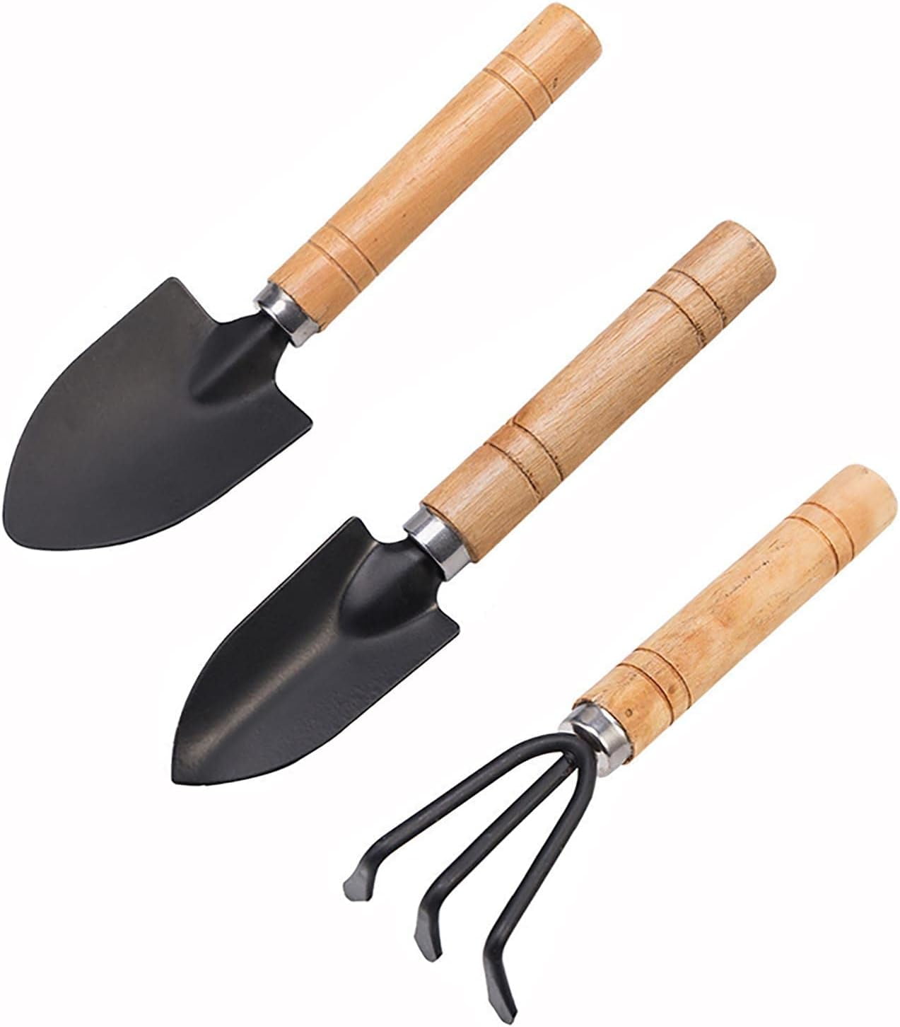 Wellsay Garden Tools Set, 3 Pcs Wooden Handle Indoor Outdoor Gardening ...
