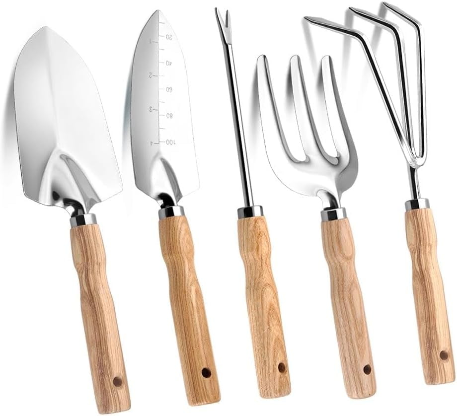 Wellsay Garden Tools Set, 5 Pcs Heavy Duty Gardening Hand Tool Set ...