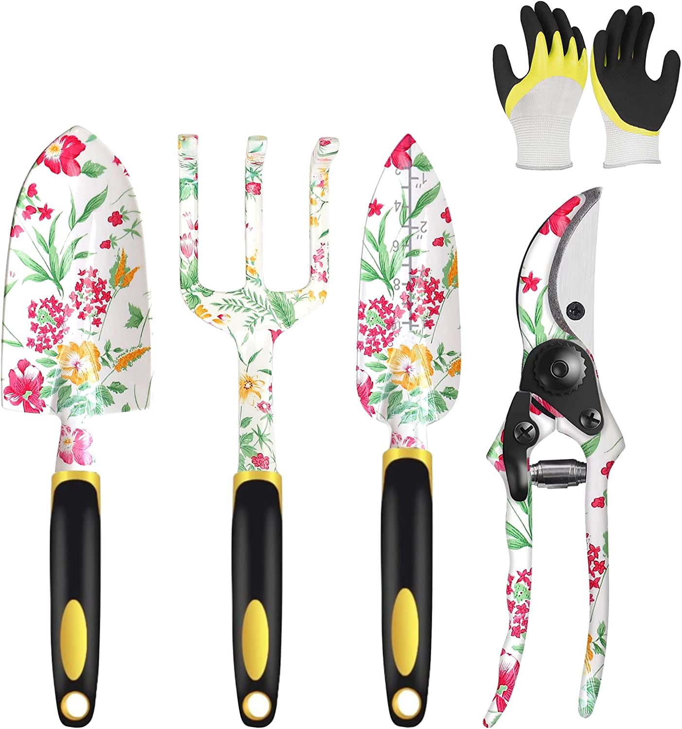 Wellsay Garden Tools Set, Aluminum Alloy Garden Hand Tool 5 Piece ...