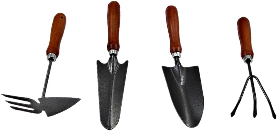 Wellsay Gardening Tool Set Wooden Handle Iron Spade Mini Rake for ...