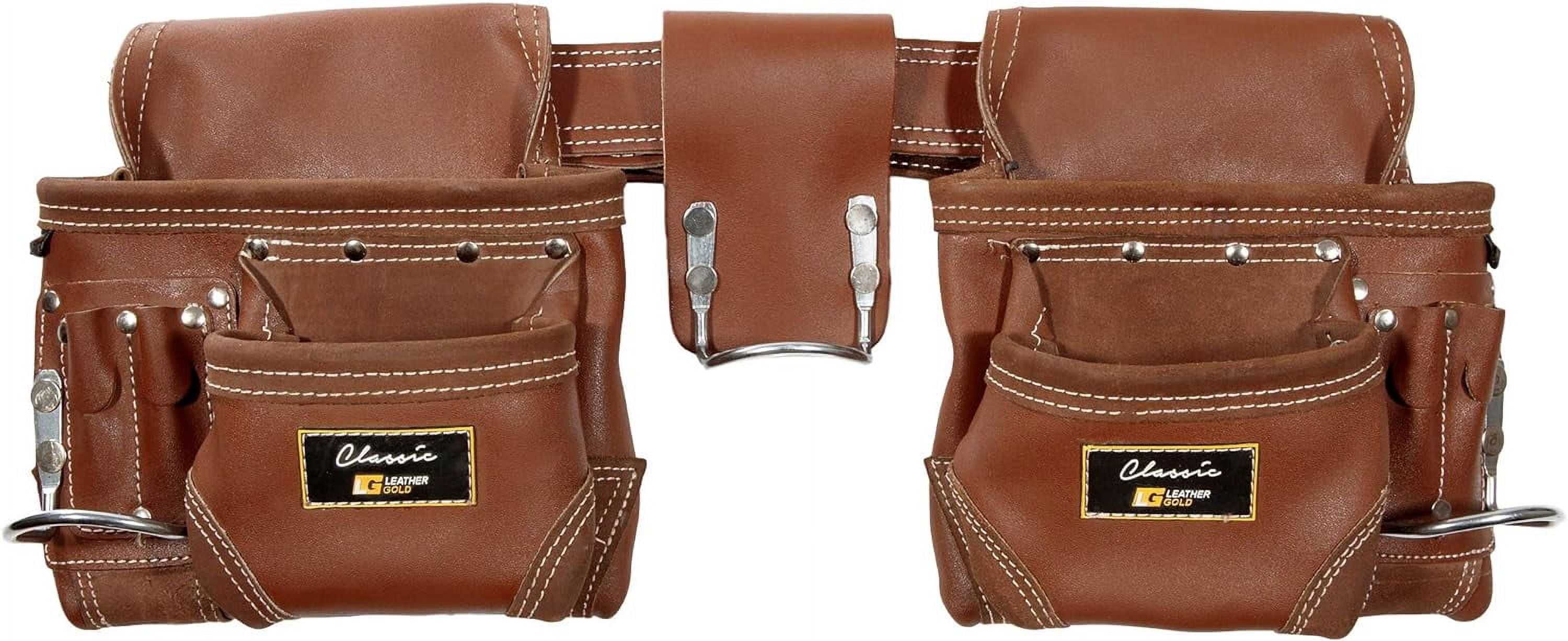 Wellsay Genuine Leather Framer’s Rig Tool Belt 3450 Brown, with 10 ...