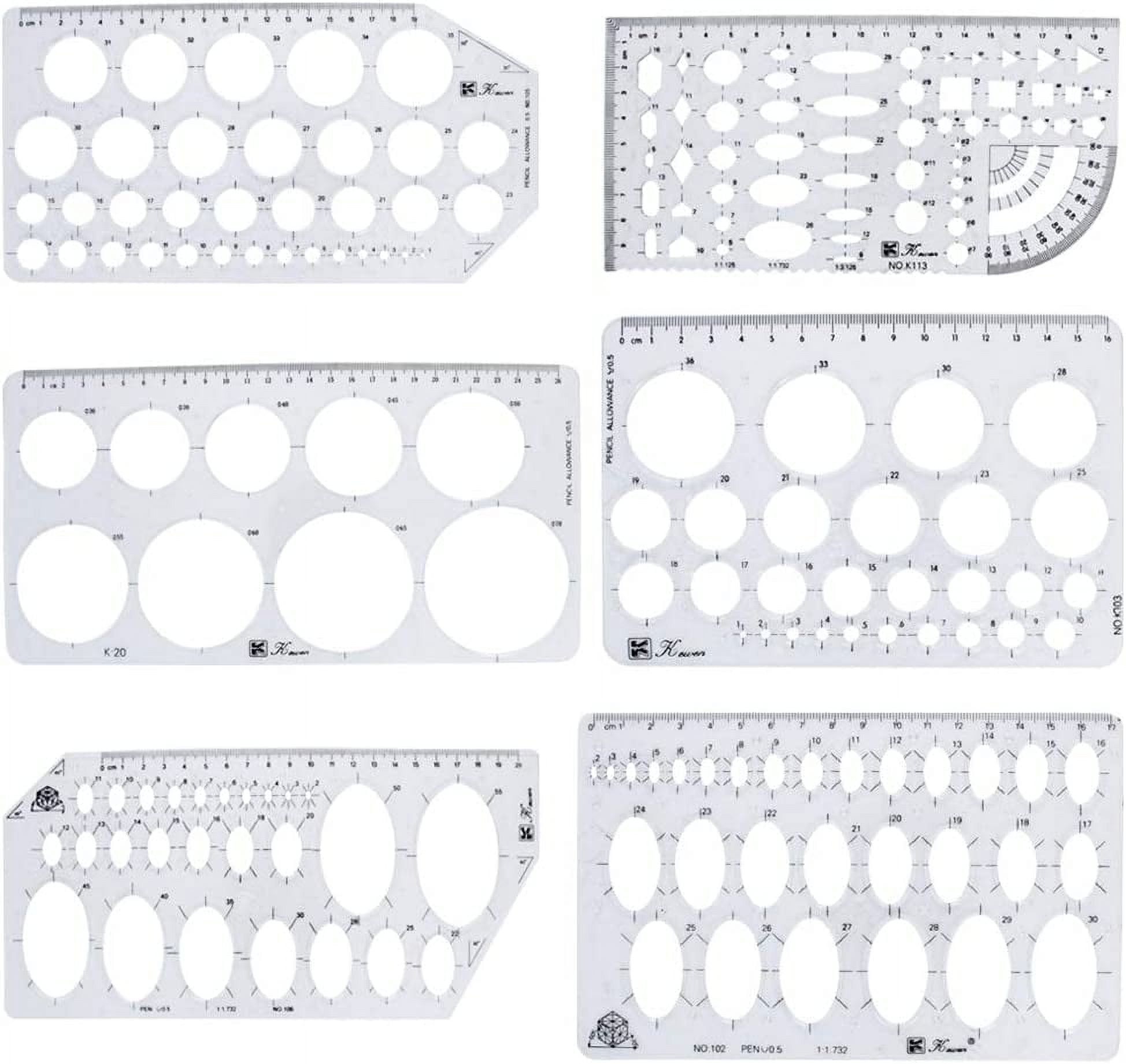 Wellsay Geometric Stencils Drawing Templates Measuring Ruler, Drafting ...