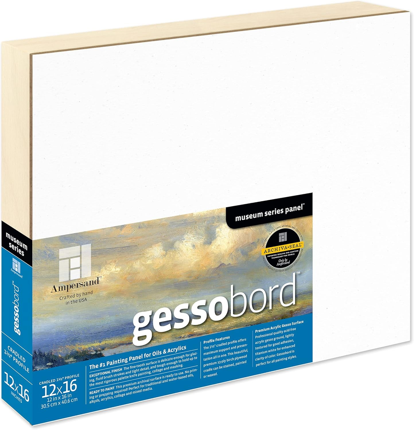 Wellsay Gesso Wood Painting Panel: Museum Series Gessobord, 12" x 16 ...