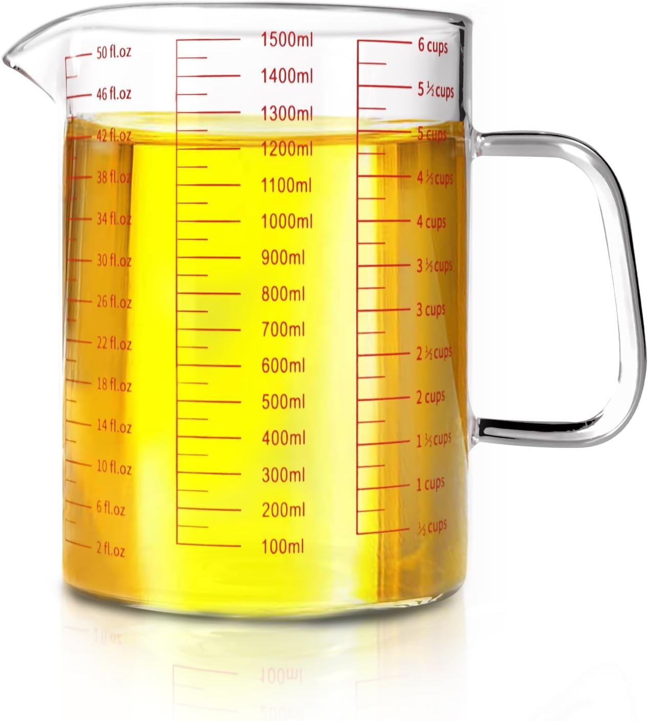 Wellsay Glass Measuring Cup,6Cup/1500ml/50oz Luid Measuring Cups ...