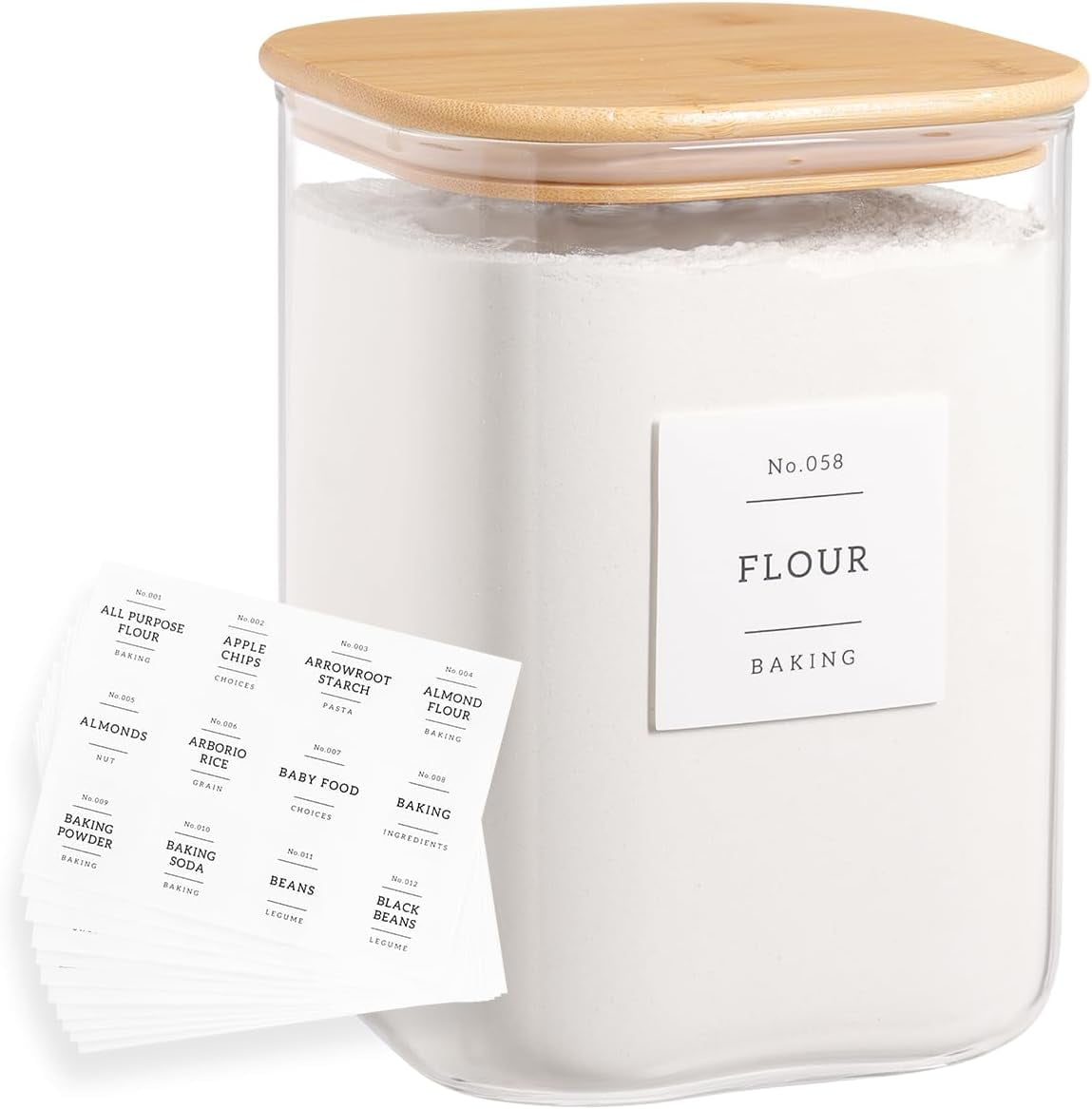 Wellsay Glass Pantry Storage Containers with 132 Kitchen Pantry Labels ...