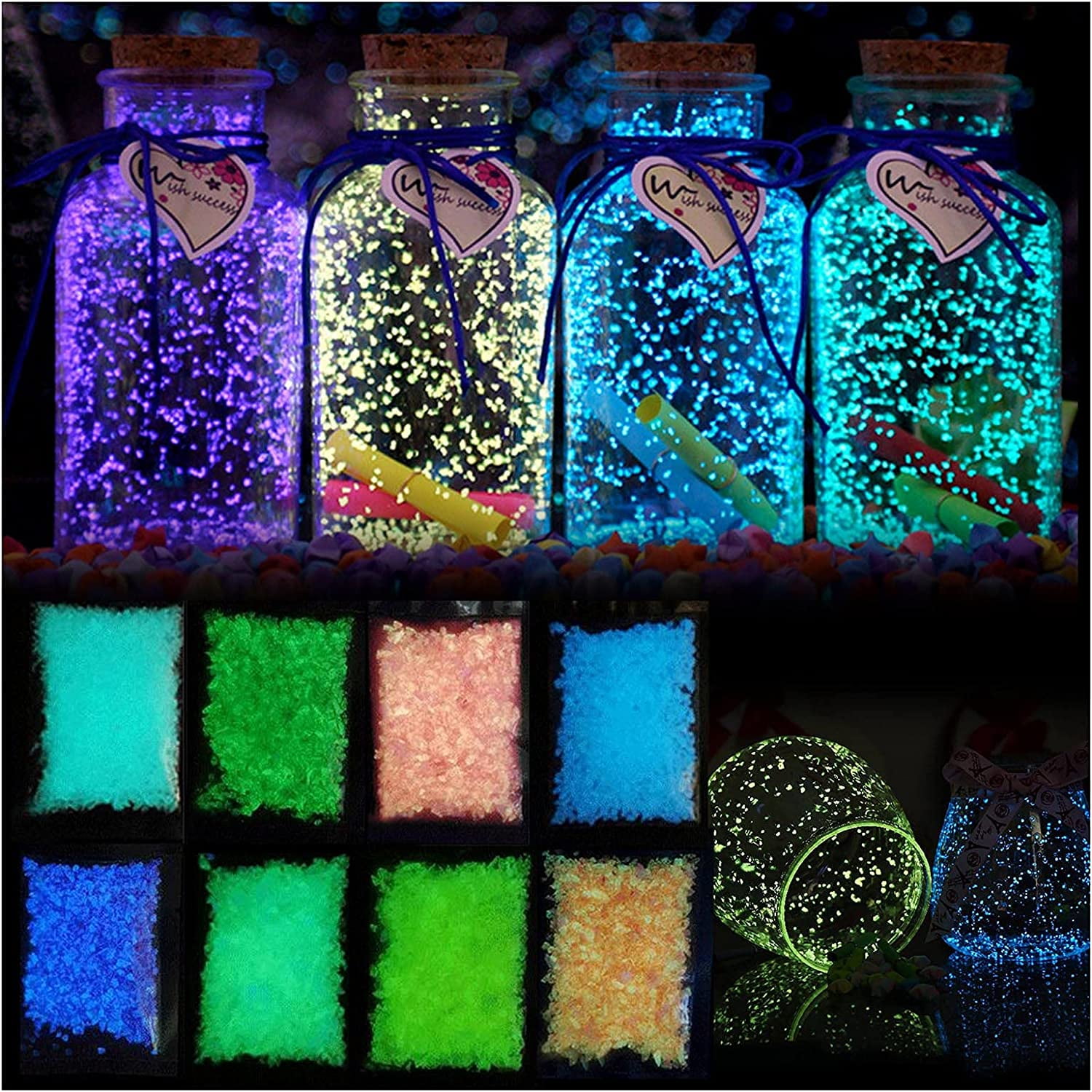 Wellsay Glow in The D Gravel, DIY Decorative Luminous Stones, Glow in The D Garden Sand ...