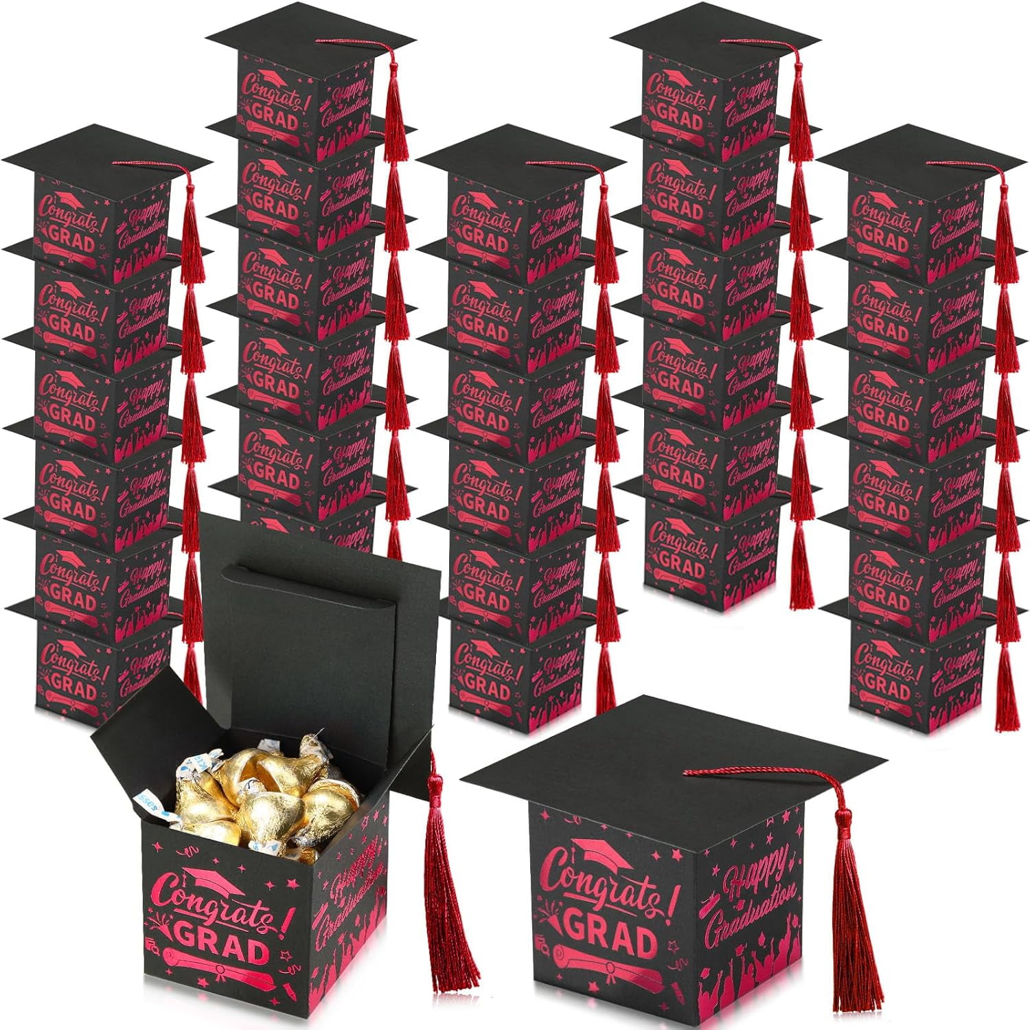 Wellsay Graduation Cap Box, 30 Pieces DIY Grad Cap Box with Tassels for ...