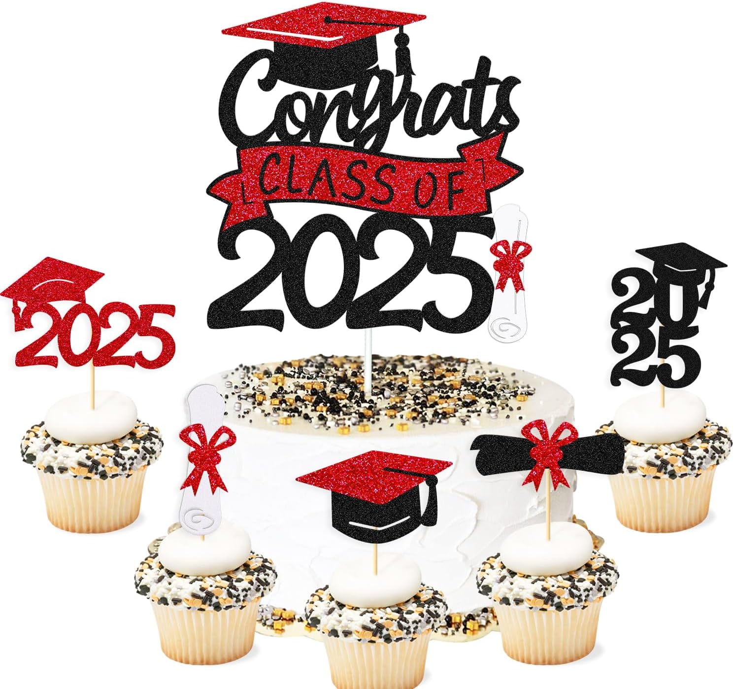 Wellsay Graduation Cupcake Tors Congrats Class of 2025 Cake Decoration for Congrats Grad Themed ...