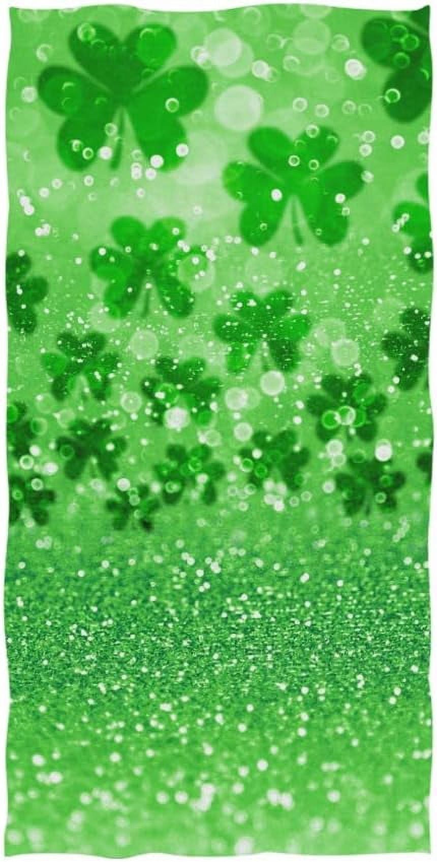 Wellsay Green Glitter Irish Shamrock Clover Four Leaf with Sparkle ...
