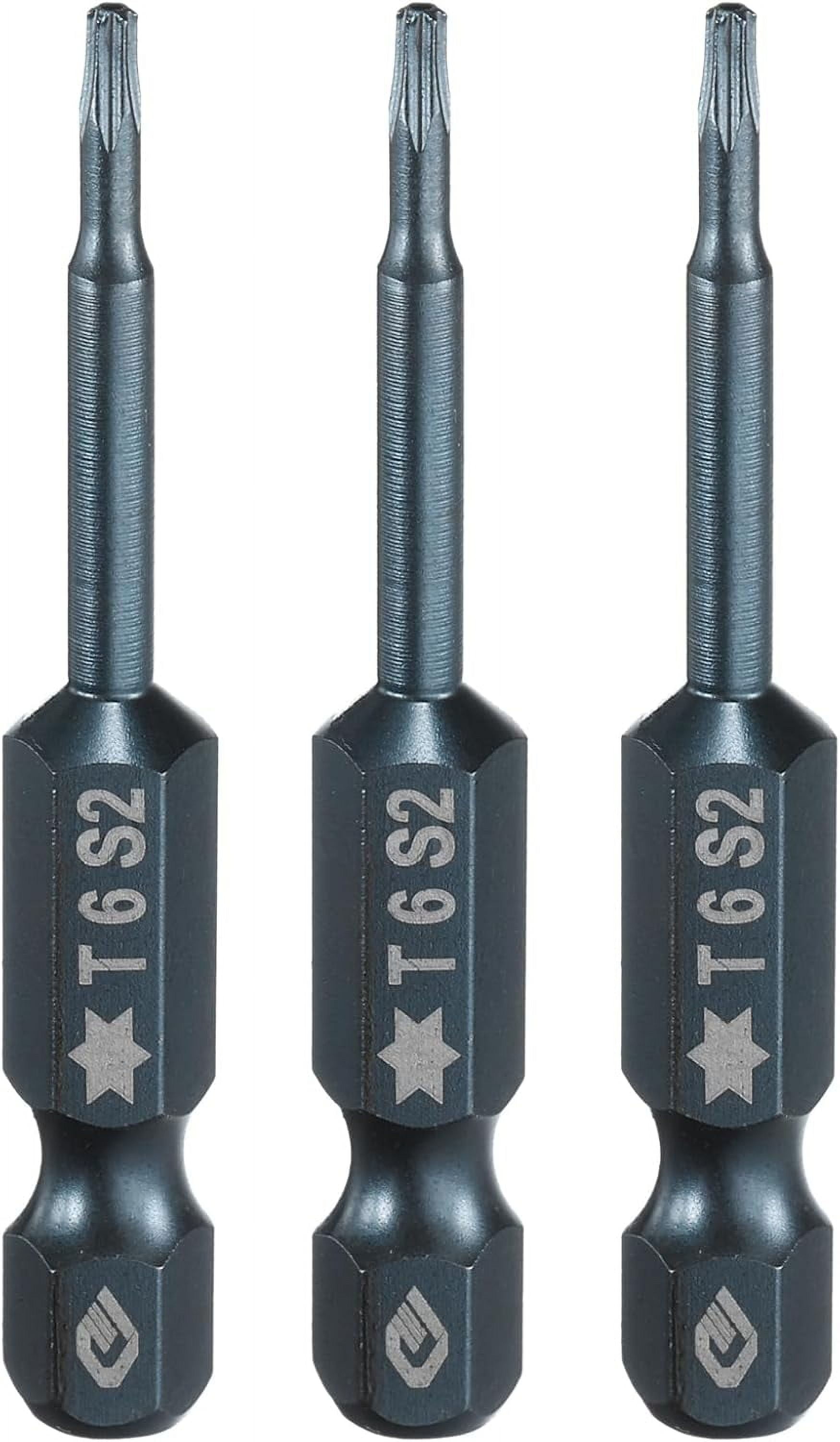 Wellsay HARNGTON 3pcs T6 Torx Screwdriver Bit 1/4" Hex Shank 2" Long S2 Steel Magnetic 6 Point ...