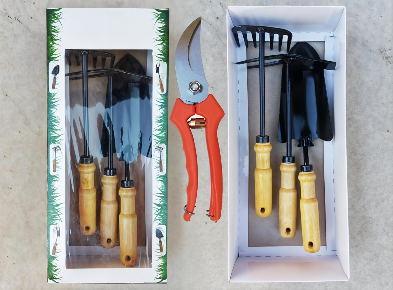 Wellsay Handcrafted Garden Tools Set – Durable 8mm Axon Iron Spade, Anchor & Harrow with 7 Gears ...