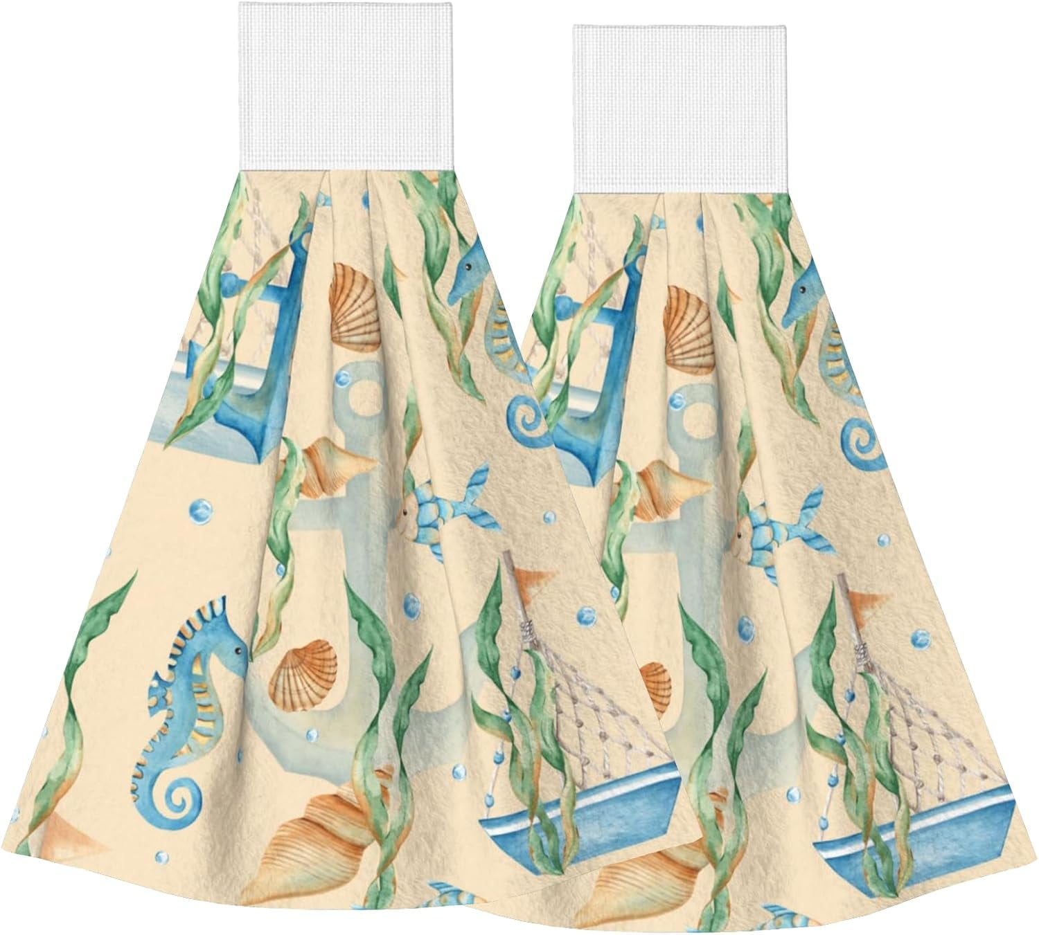 Wellsay Hanging en Towels with Loop Set of 2 Underwater World Hand ...