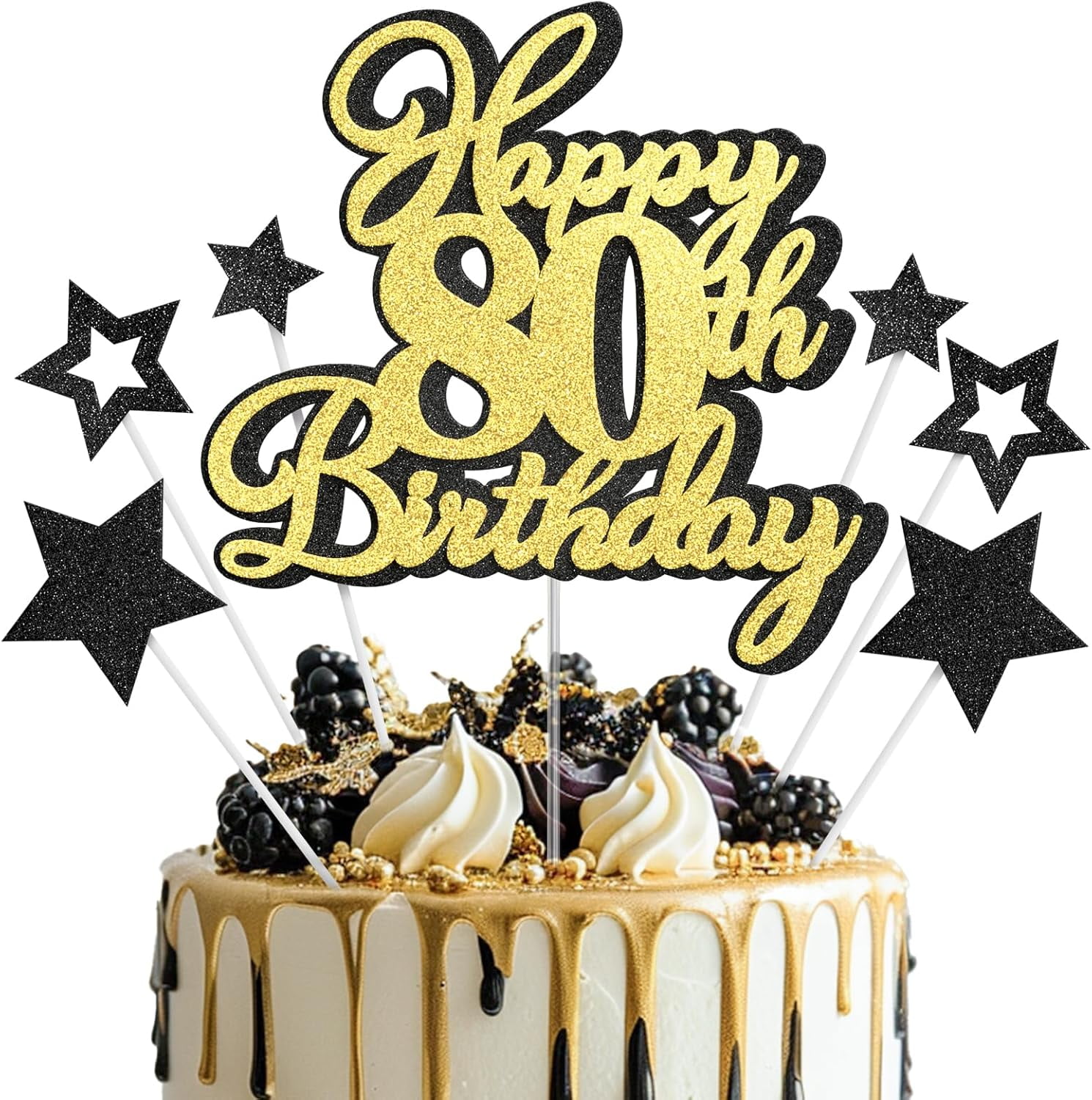 Wellsay Happy 80th Birthday Cake Tor 80 Birthday Cake Decorations, Happy 80th Birthday ...