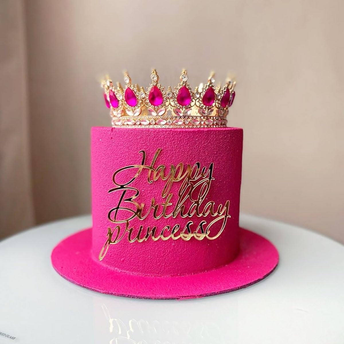 Wellsay Happy Birthday Cake Side Decoration, Acrylic Gold Cake Tor for Girls Party (Happy ...