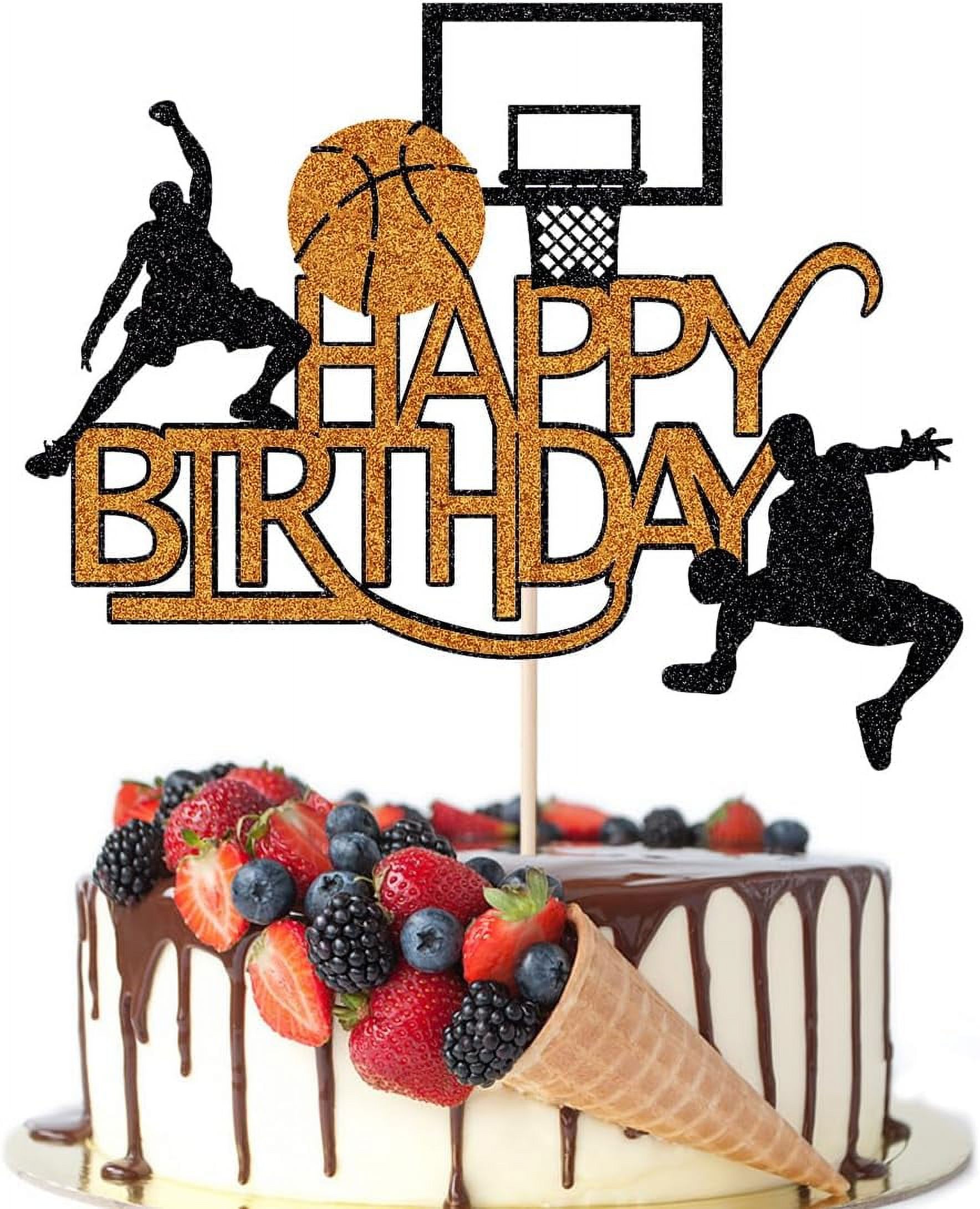 Wellsay Happy Birthday Cake Tor， Cake Decorations， Sports Theme Birthday Cake Pick for Theme ...