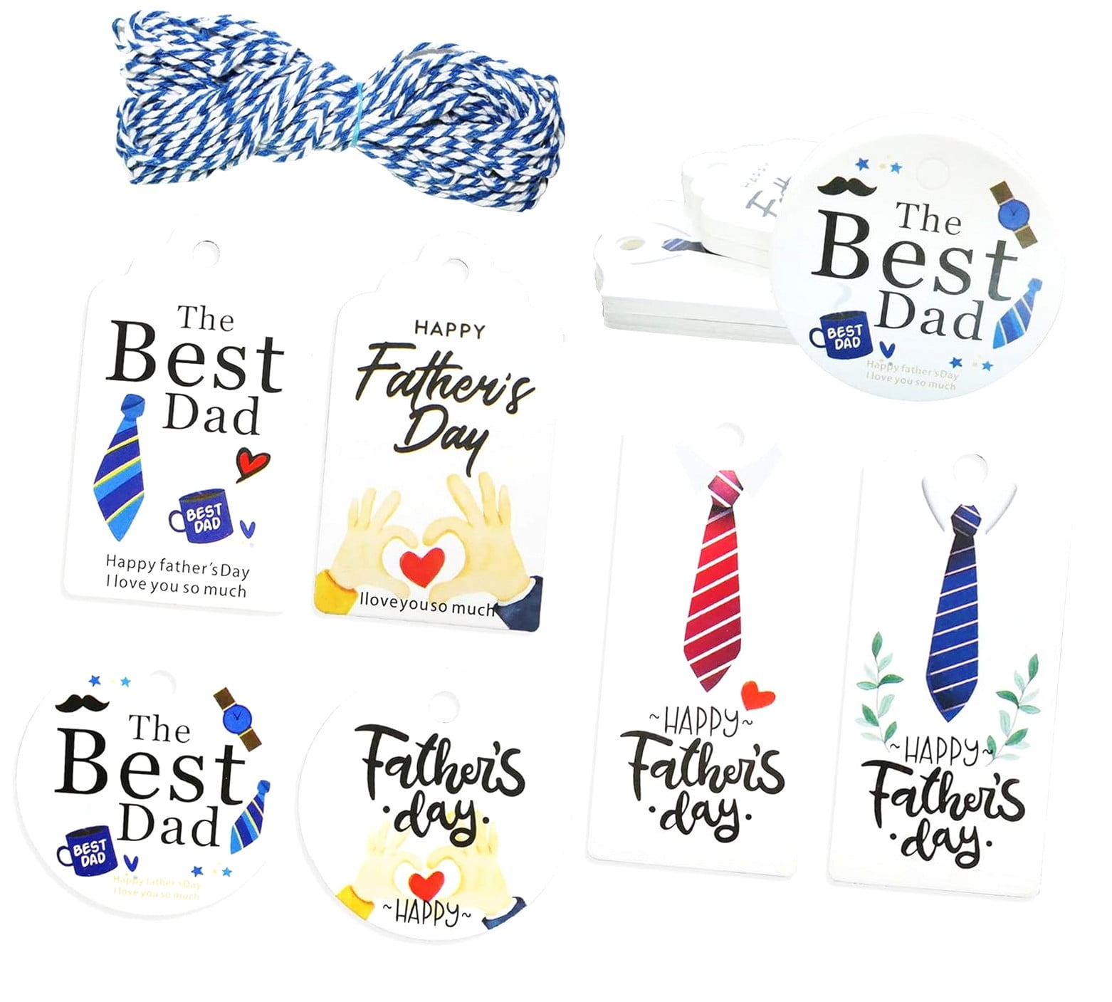 Wellsay Happy Father' Day Tags, 60 Pieces Father' Day Hanging Paper ...