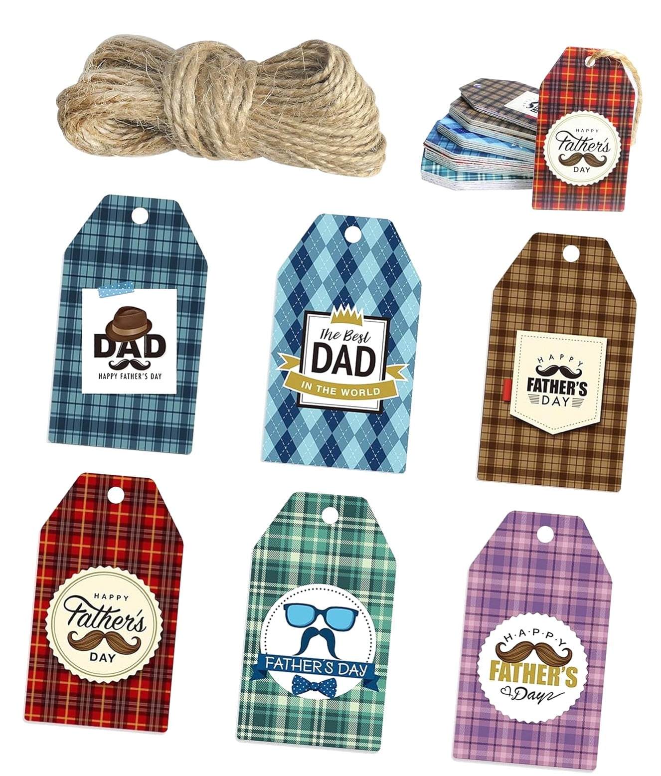 Wellsay Happy Father' Day Tags, 60 Pieces Father' Day Hanging Paper ...