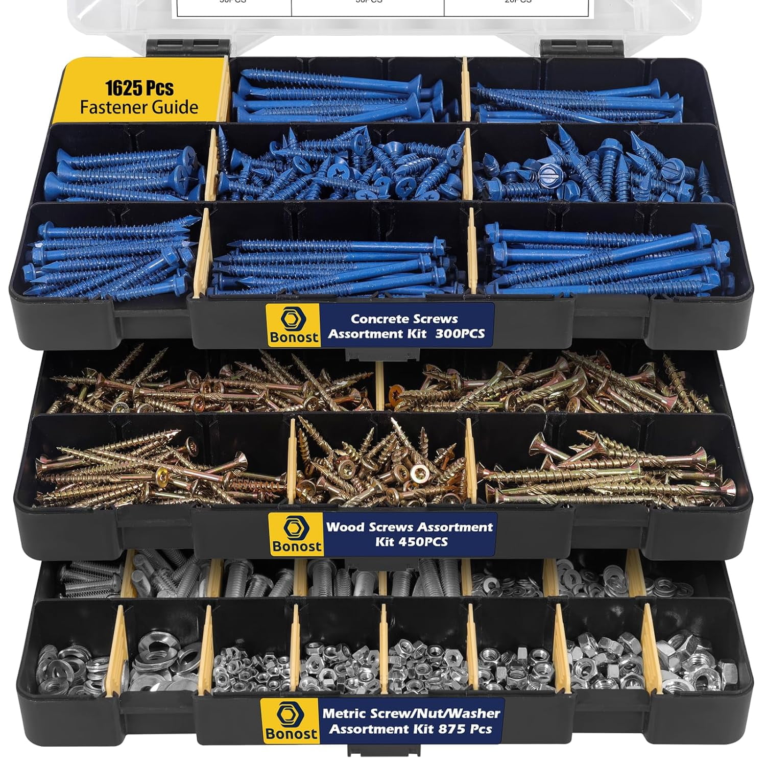 Wellsay Hardware Concrete Assortment Kit 1625 Pcs- Concrete Screw Set ...